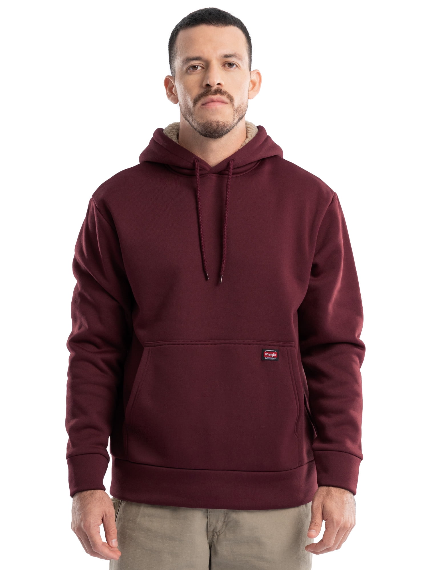 Wrangler Workwear Men's and Big Men's Relaxed Pullover Hoodie with Faux ...