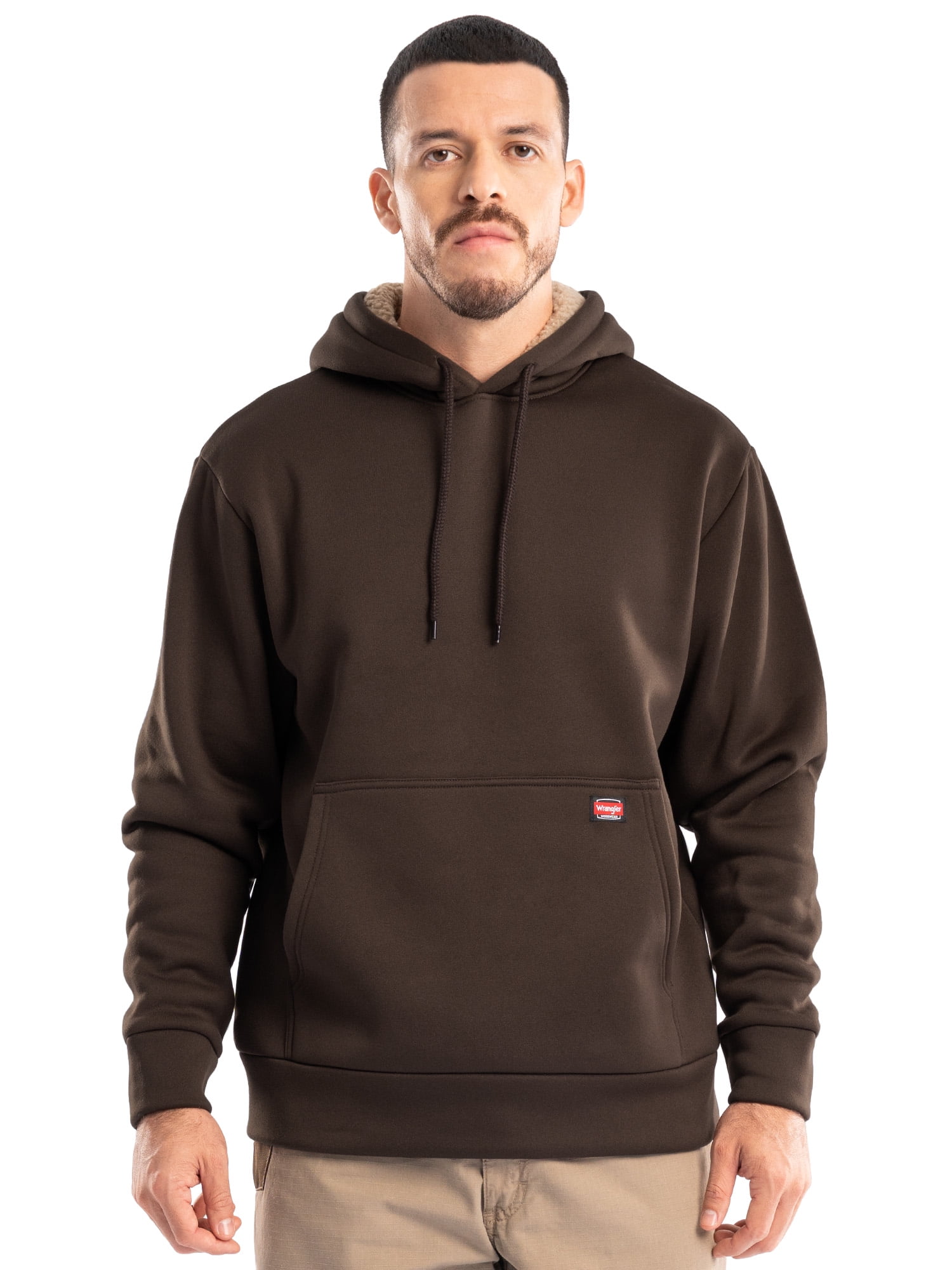 Wrangler Workwear Men's and Big Men's Relaxed Pullover Hoodie with Faux ...