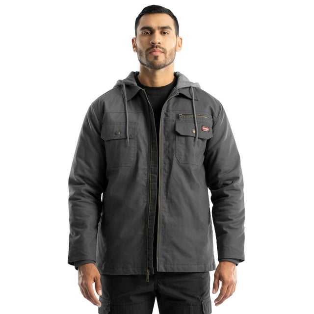 Wrangler Workwear Men's Quilted Lined Work Shirt Jacket with Hood, Size ...