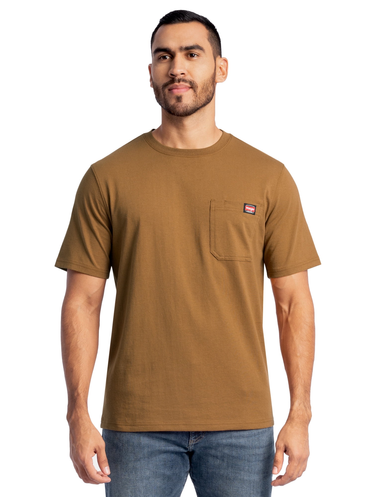 Wrangler Workwear Men's Short Sleeve Heavyweight Pocket Crew Work Shirt ...