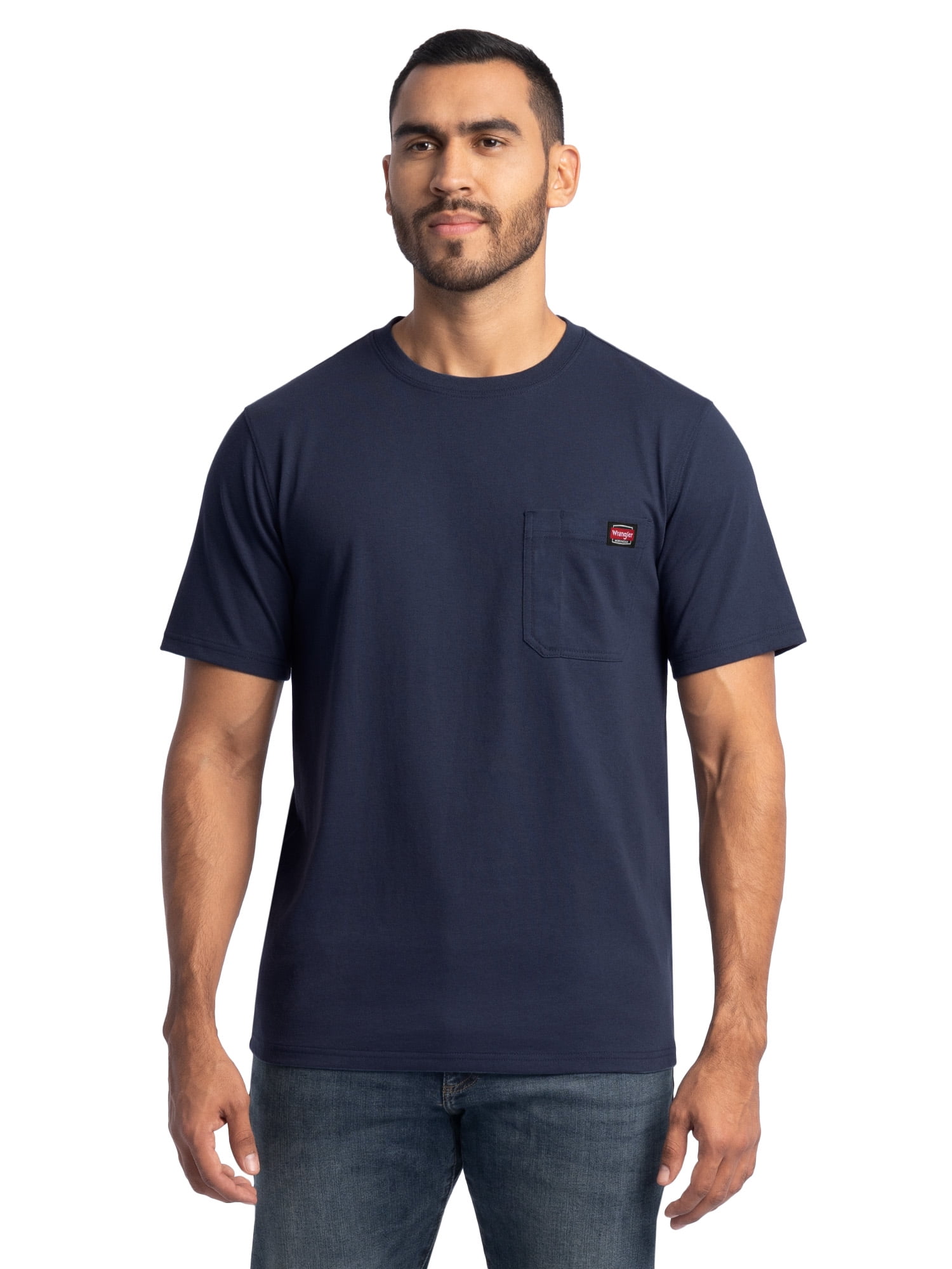 Wrangler Workwear Men's Short Sleeve Heavyweight Pocket Crew Work Shirt ...