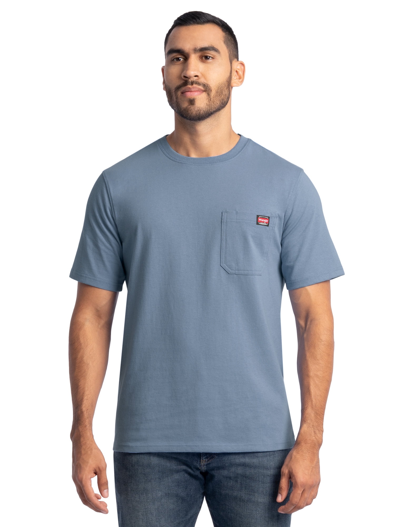 Wrangler Workwear Men's Short Sleeve Heavyweight Pocket Crew Work Shirt ...
