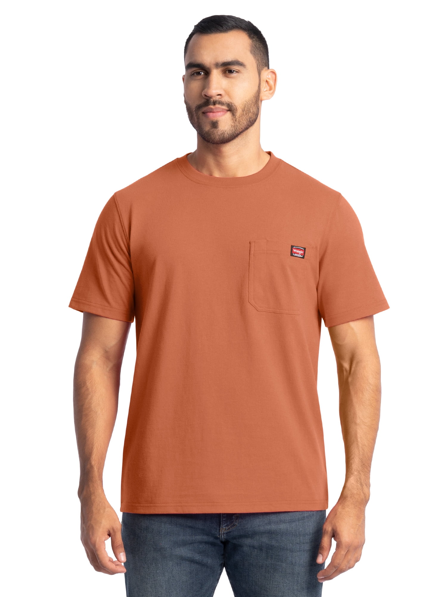 Wrangler Workwear Men's Short Sleeve Heavyweight Pocket Crew Work Shirt ...