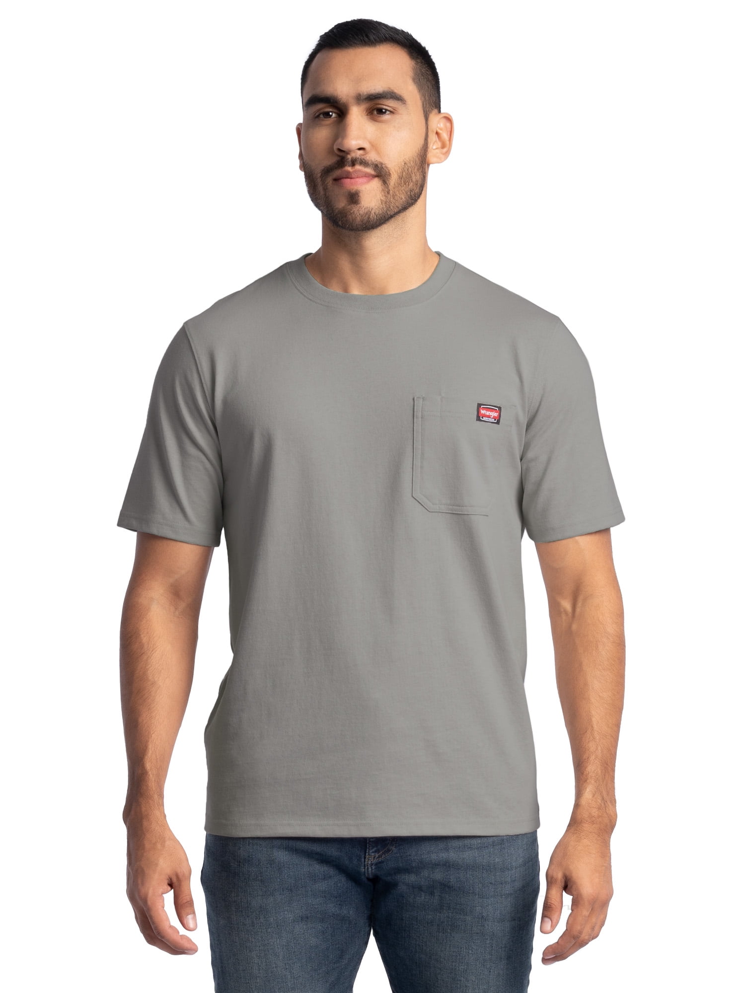 Wrangler Workwear Men's Short Sleeve Heavyweight Pocket Crew Work Shirt ...