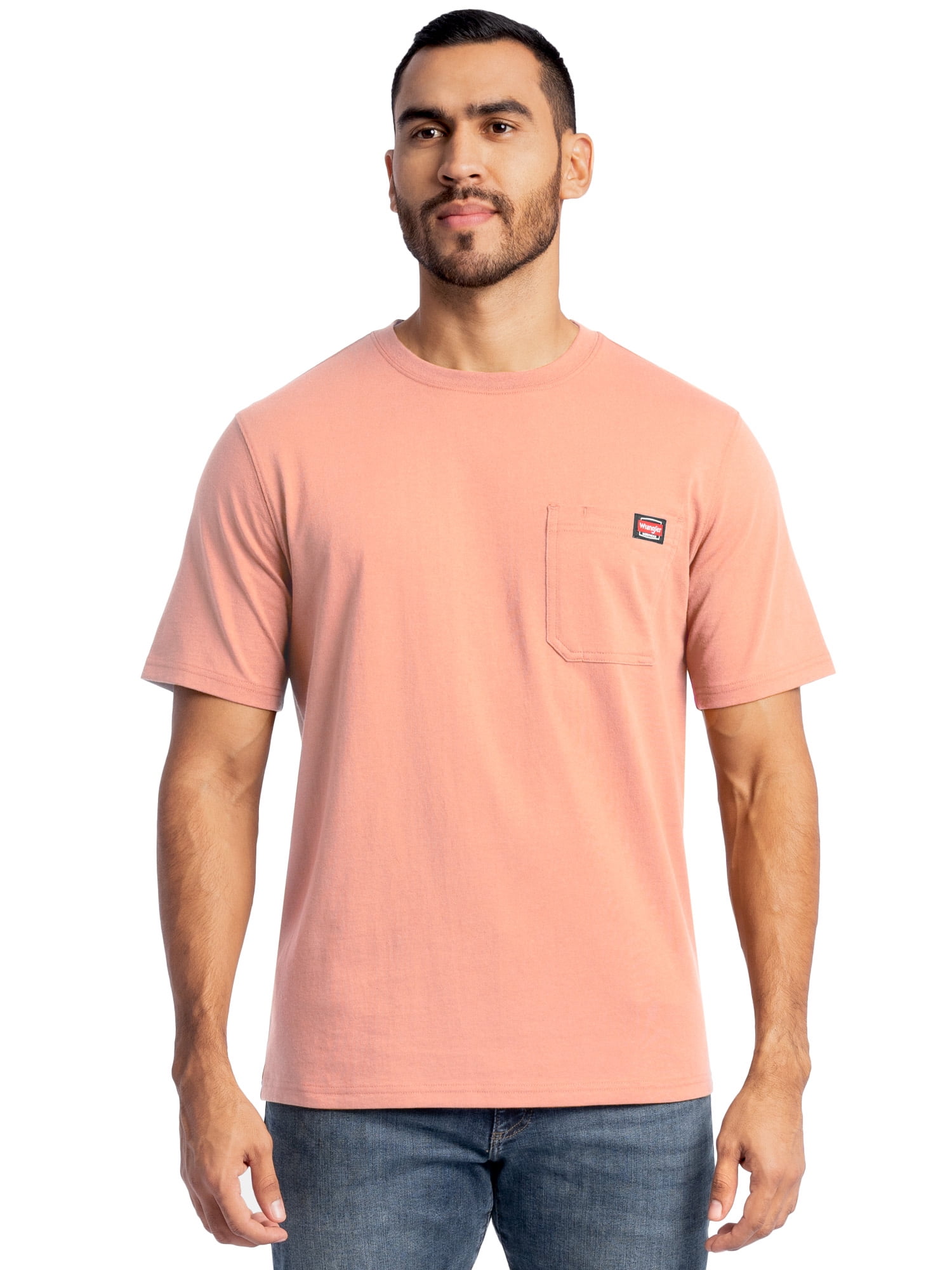 Wrangler Workwear Men's Short Sleeve Heavyweight Pocket Crew Work Shirt ...