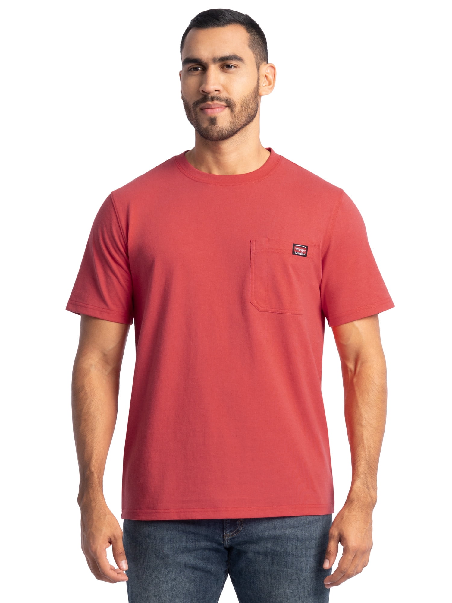 Wrangler Workwear Men's Short Sleeve Heavyweight Pocket Crew Work Shirt ...