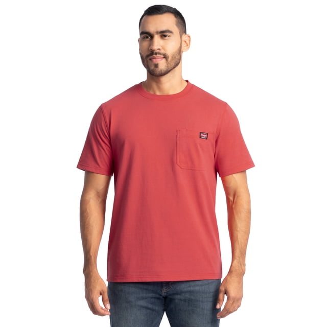 Wrangler Workwear Men's Short Sleeve Heavyweight Pocket Crew Work Shirt ...