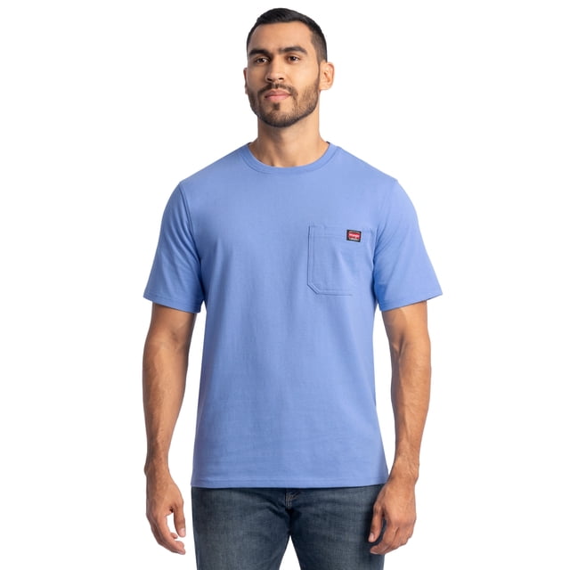 Wrangler Workwear Men's Short Sleeve Heavyweight Pocket Crew Work Shirt ...