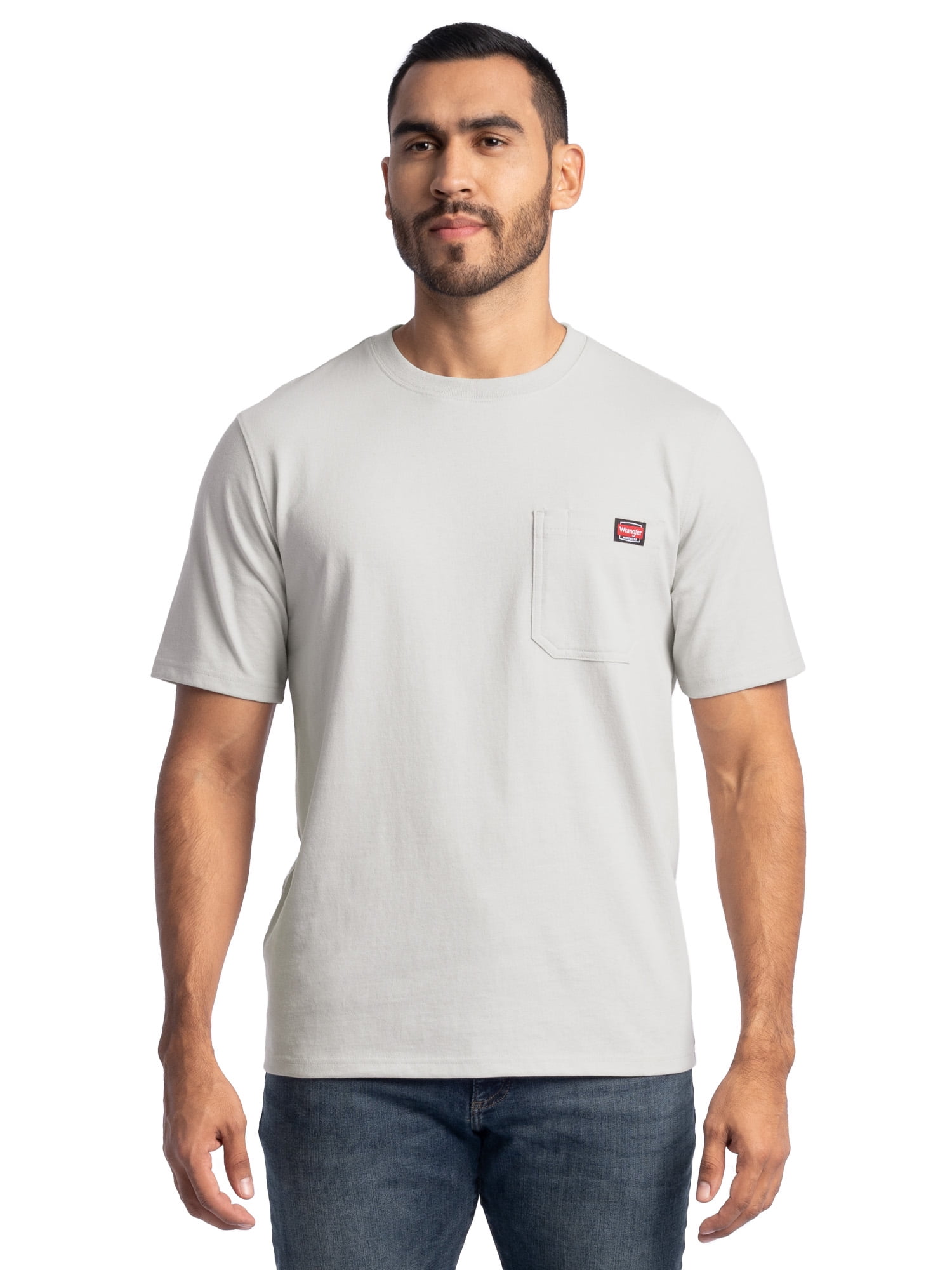 Wrangler Workwear Men's Short Sleeve Heavyweight Pocket Crew Work Shirt ...
