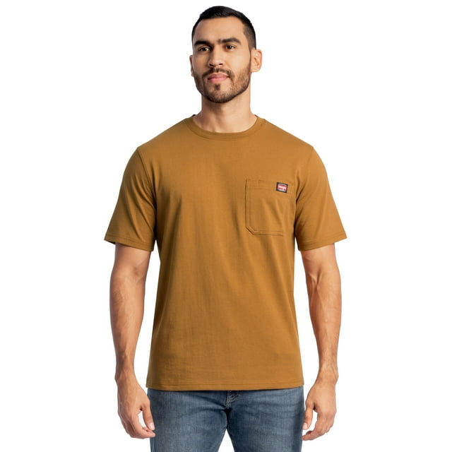 Wrangler Workwear Men's Short Sleeve Heavyweight Pocket Crew Work Shirt ...