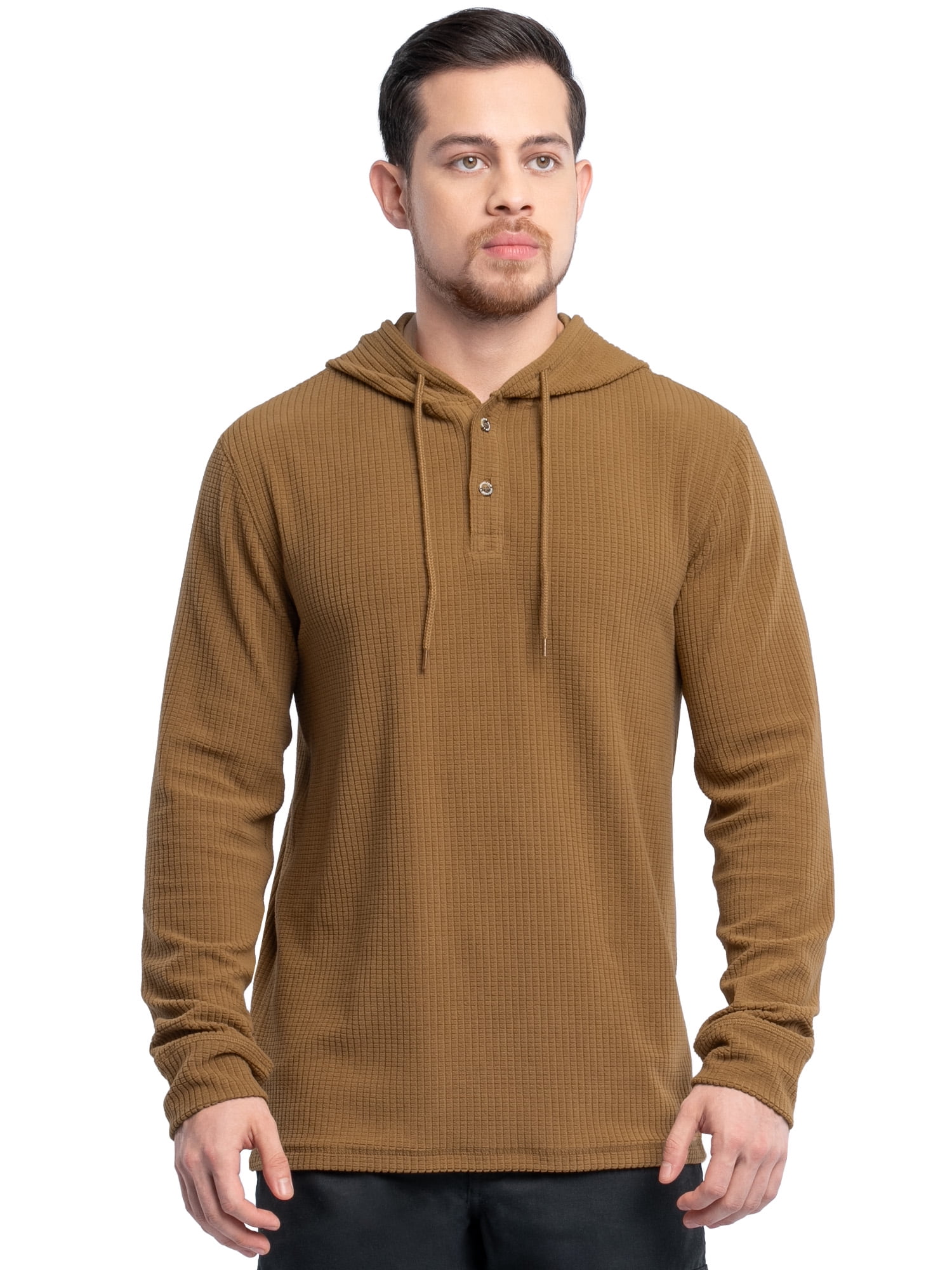 Wrangler Workwear Men's Texture Fleece Pullover Henley Hoodie, Size S ...