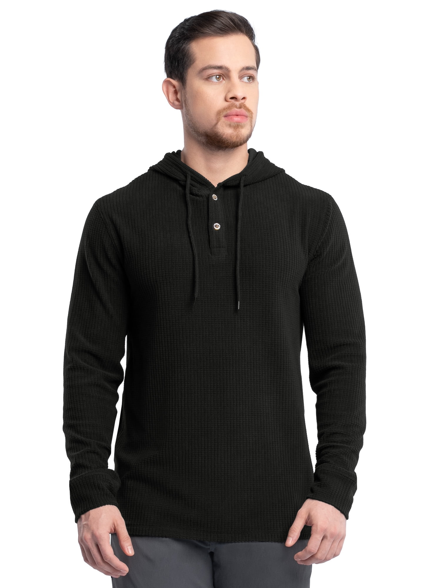 Wrangler Workwear Men's Texture Fleece Pullover Henley Hoodie, Size S ...