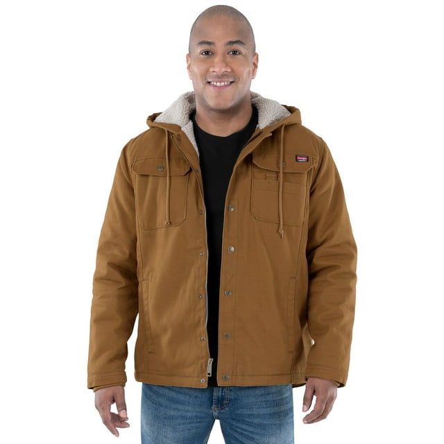 Wrangler Workwear Men's and Big Men's Faux Sherpa-Lined Duck Jacket ...