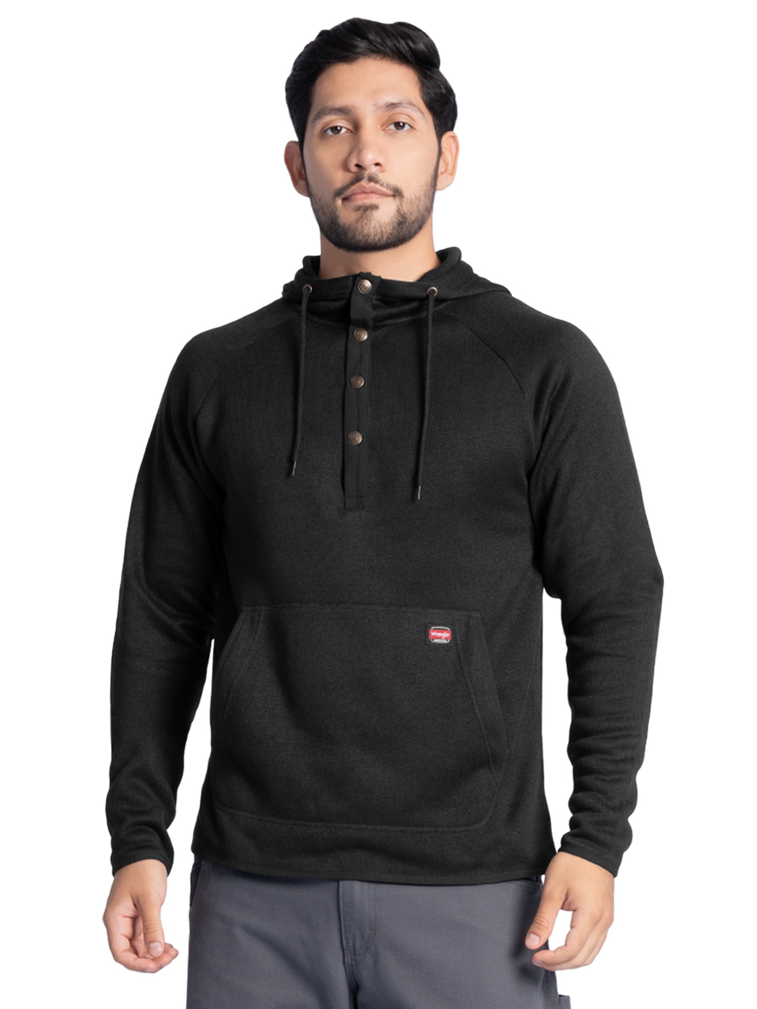 Wrangler Workwear Men's and Big Men's Sweater Fleece Mock Neck Hoodie ...