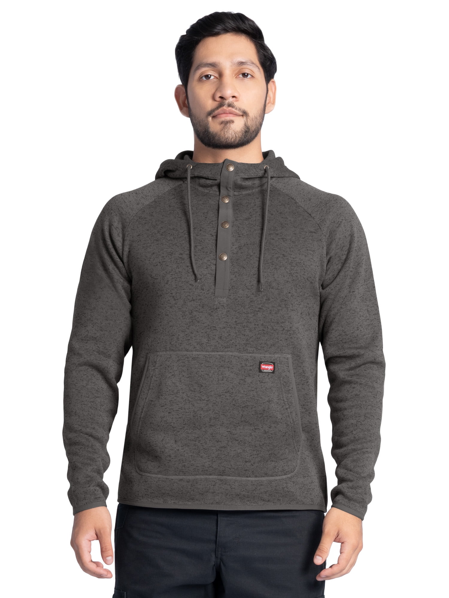Wrangler Workwear Men's and Big Men's Sweater Fleece Mock Neck Hoodie ...