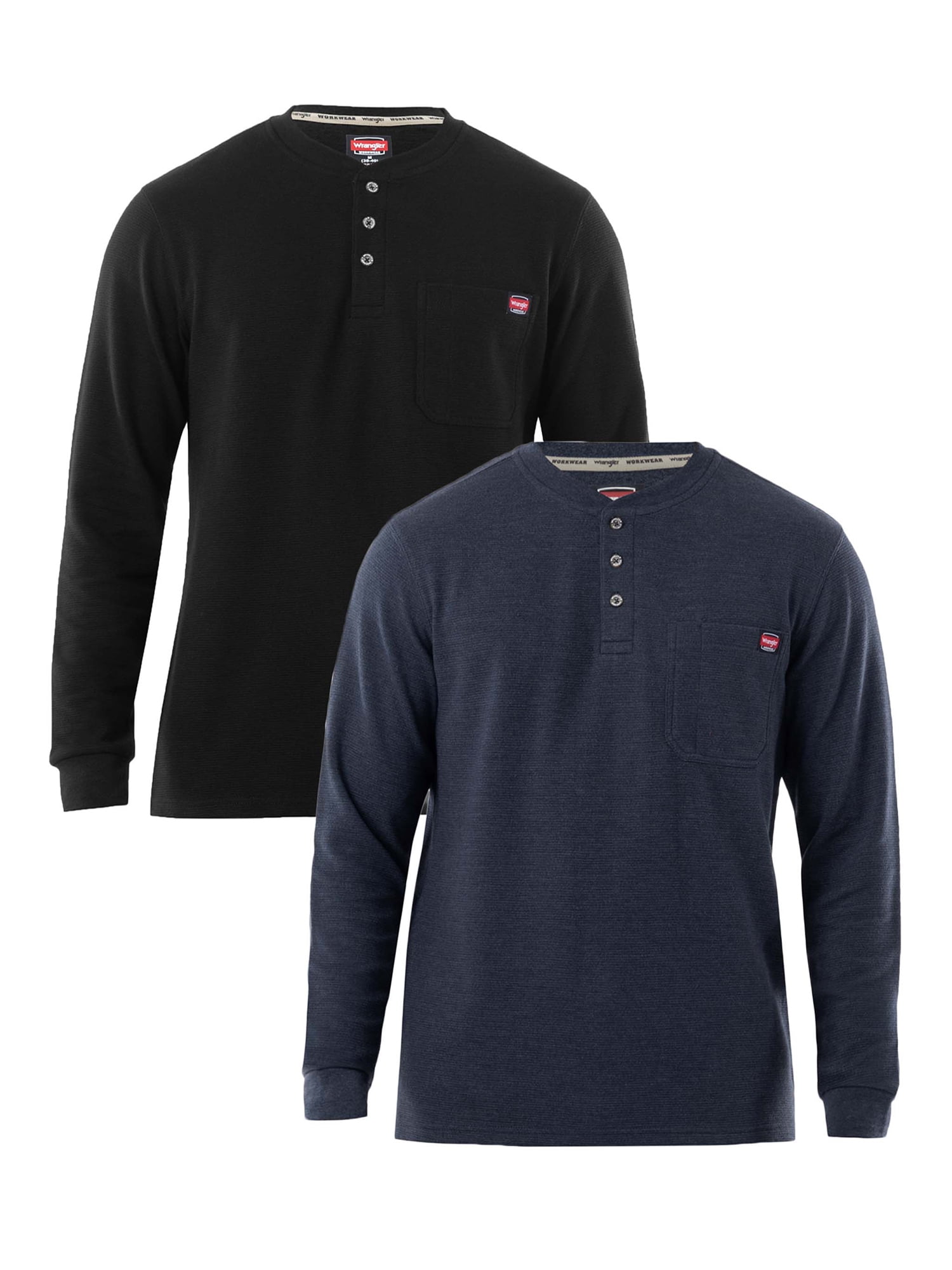 Wrangler Workwear Mens Long Sleeve Henley Tee 2-Pack Bundle - Walmart.com