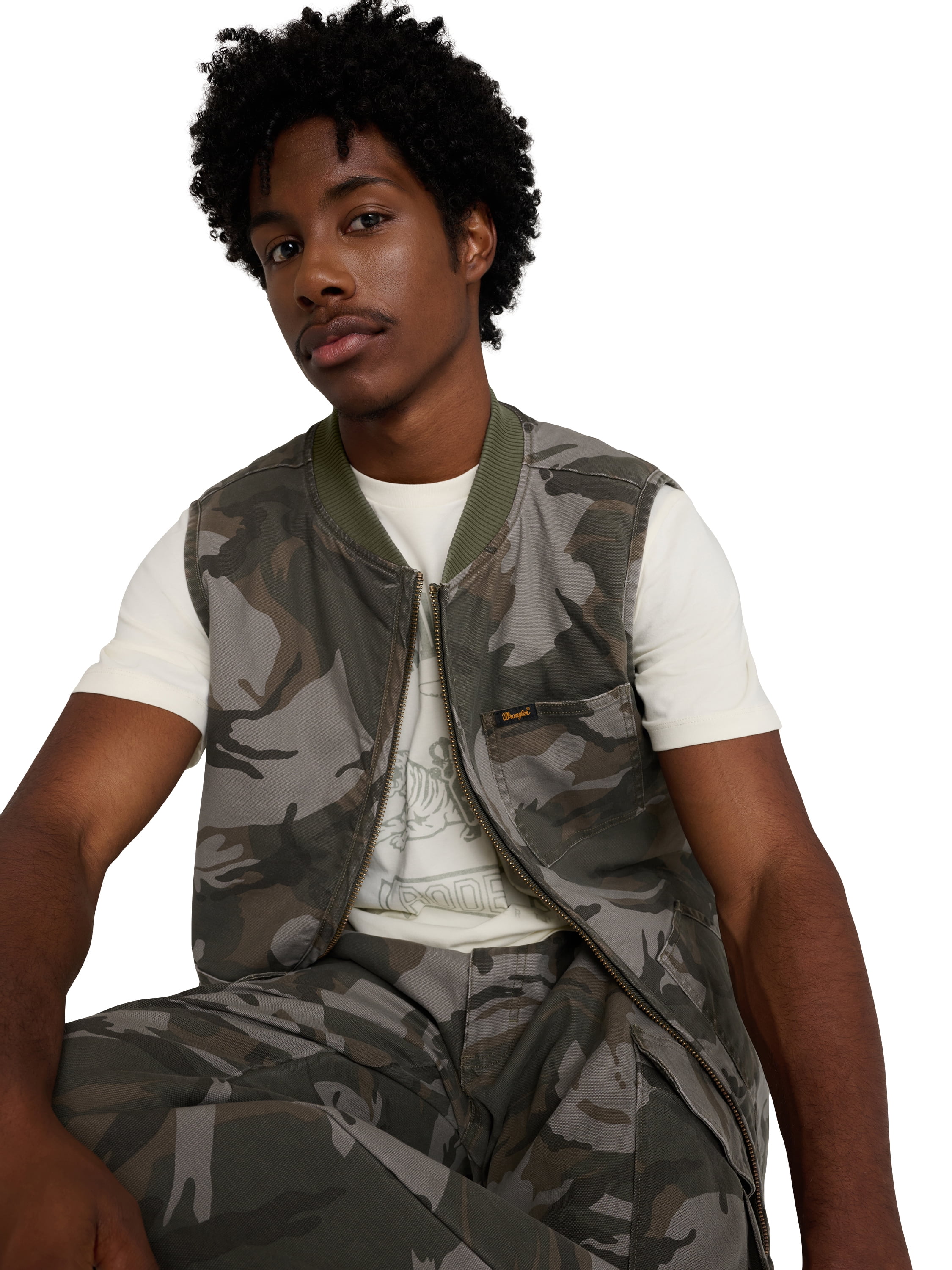 Wrangler® x Stranger Things® Men's Mike/Lucas Camo Vest - Walmart.com