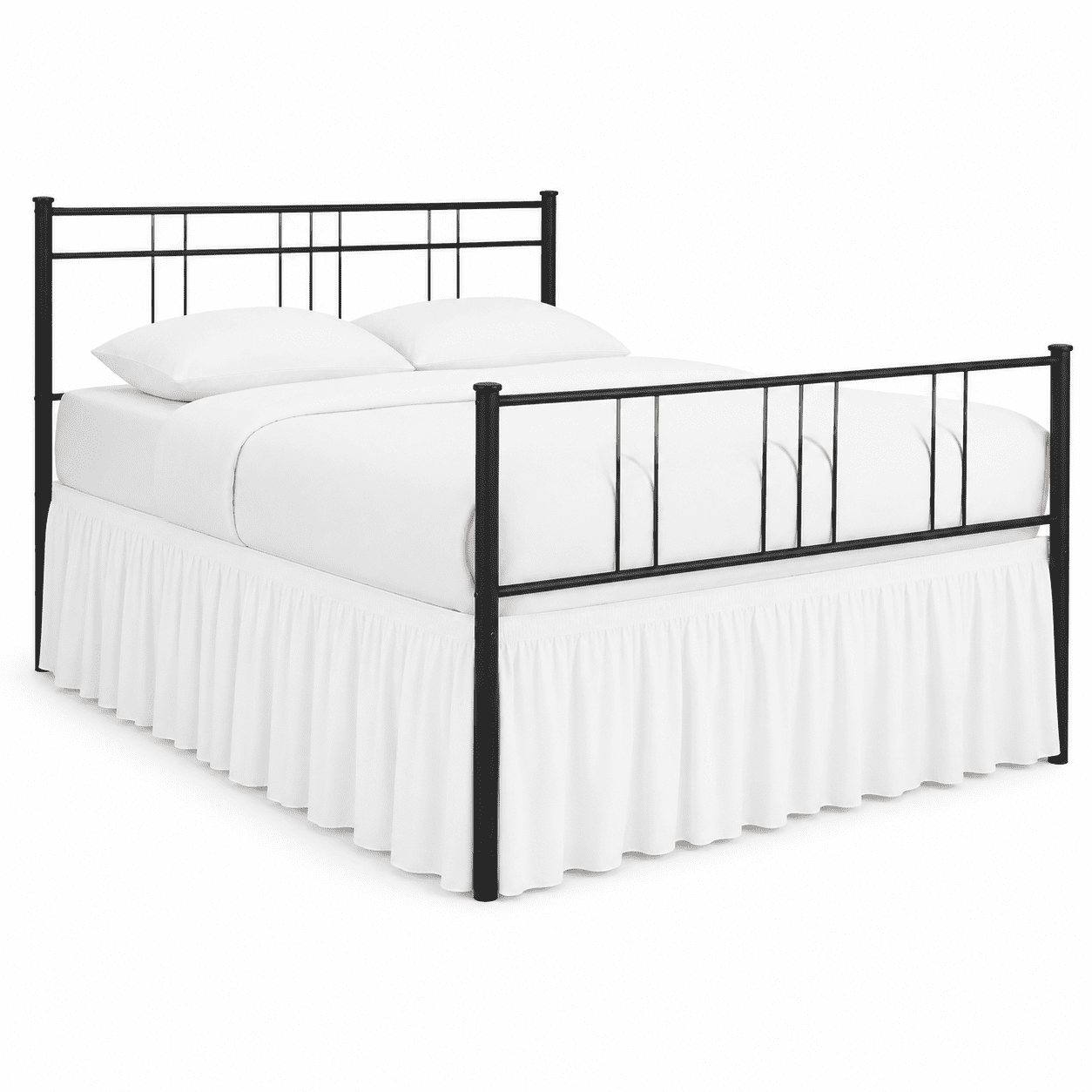 Wrap Around Bed Skirt with Split Corners, 16 in Drop White Elastic Dust ...