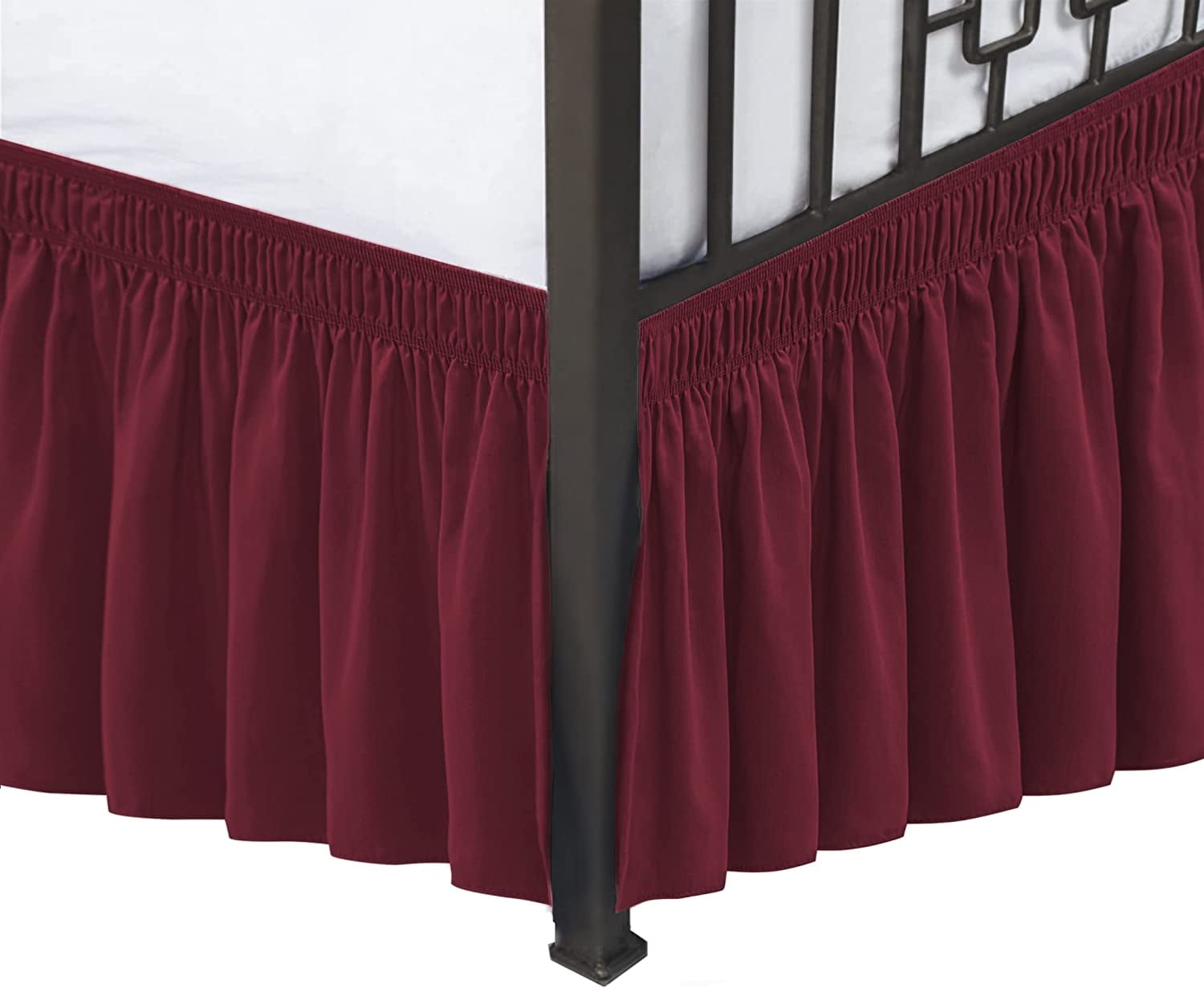 Wrap Around Bed Skirts with Split Corners for Queen Beds 14" Drop ...