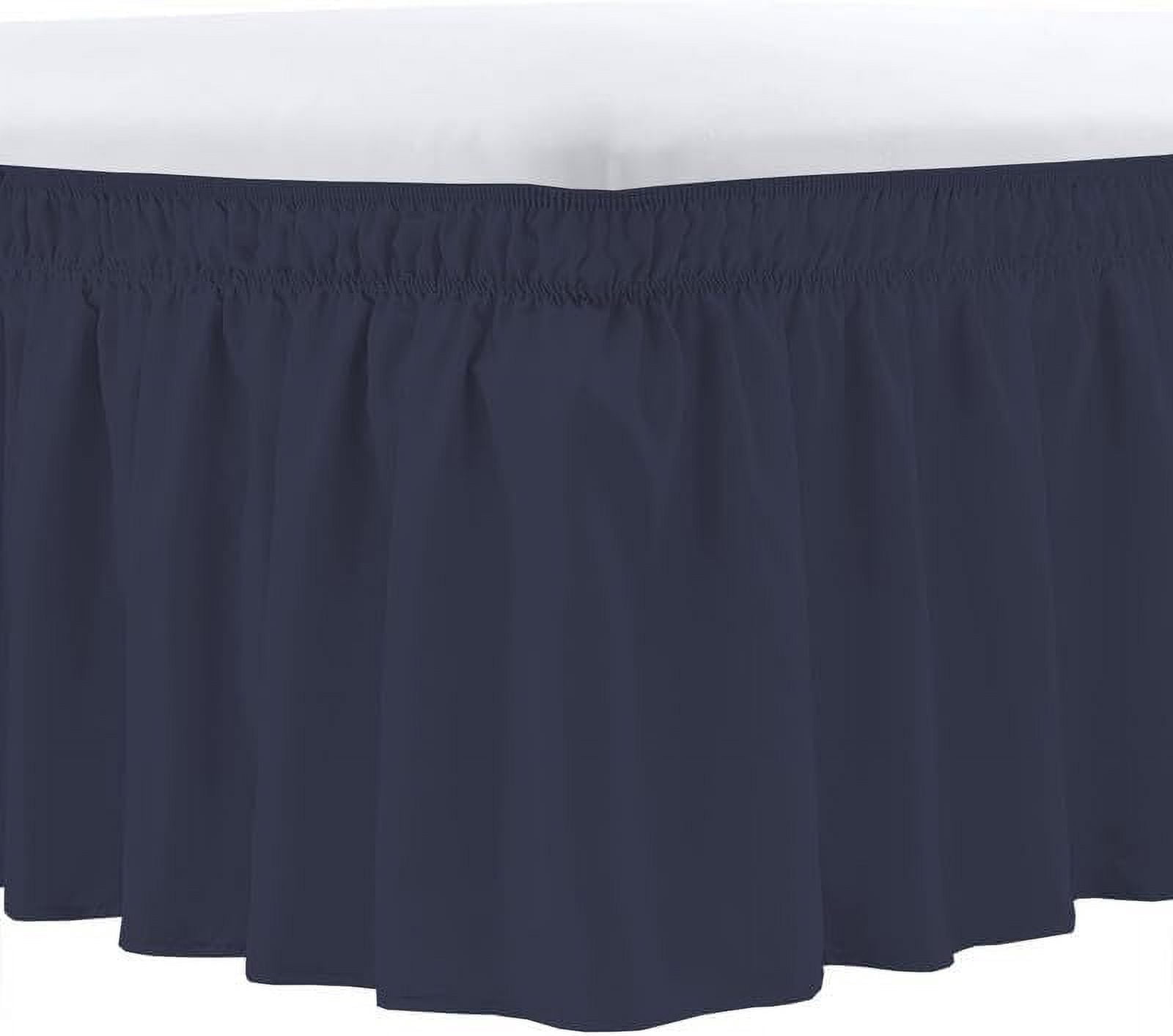 Wrap Around Bed Skirts for King Beds 15" Drop, Dark Blue Adjustable ...