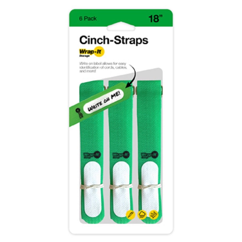 Wrap-It 206-18GN Cinch Strap Storage Straps, Green, 18 Inch, Each ...
