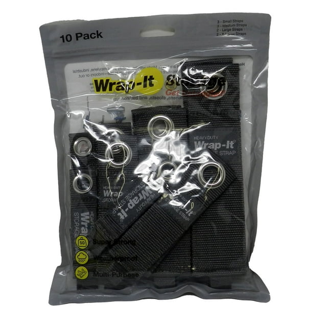 Wrap-It Heavy Duty Storage Straps Graphite Assorted 10 Count - Walmart.com