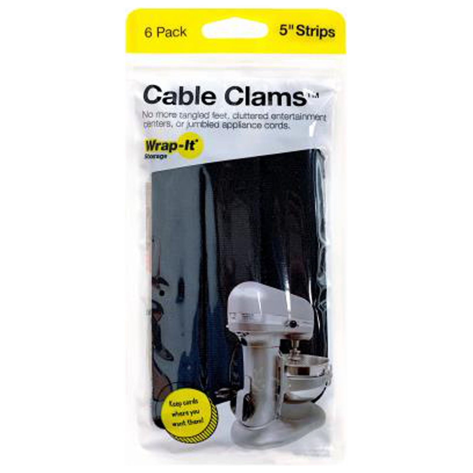 Wrap-It Storage 406-CC-5LX-BL Cable Clams Hook & Loop Cord Holders ...