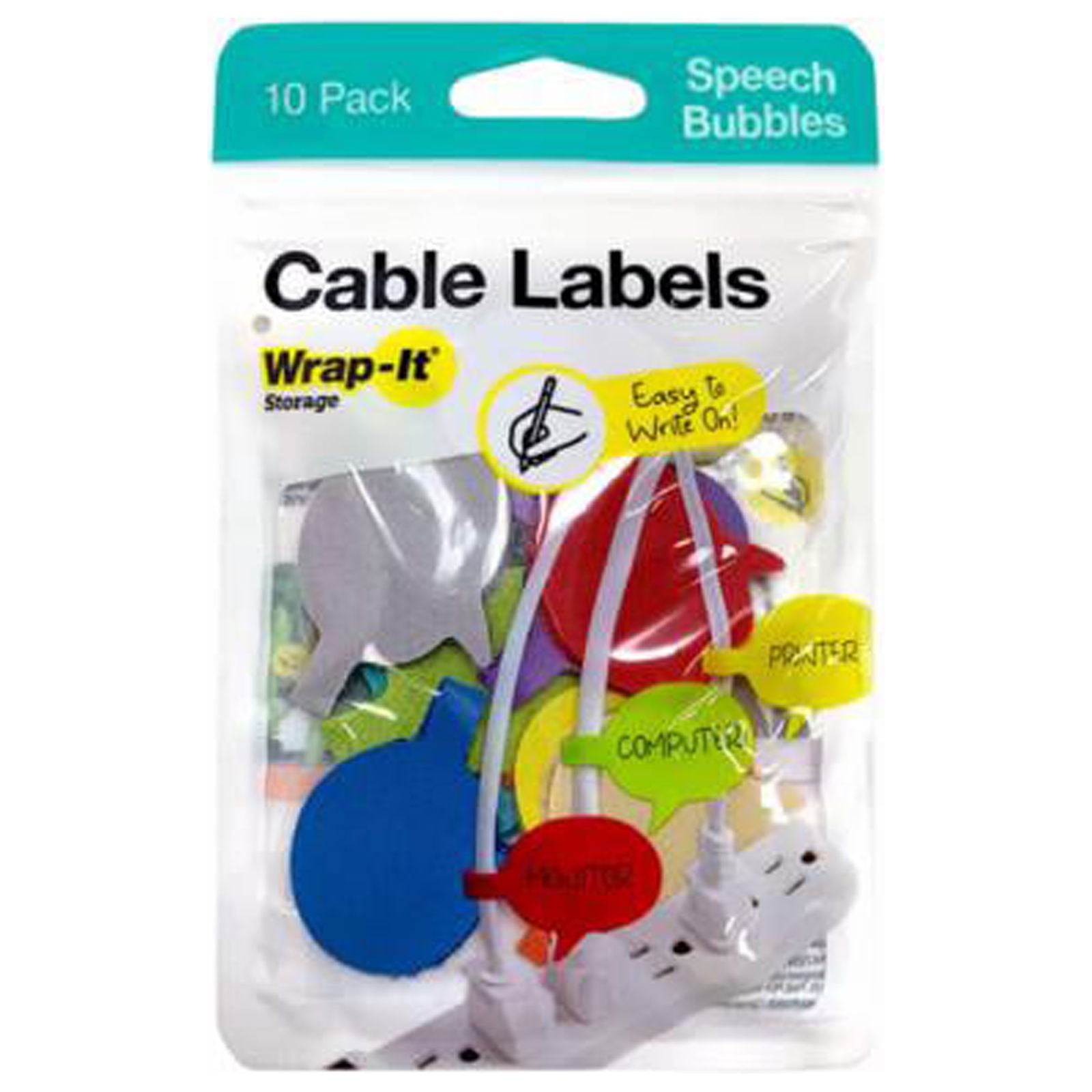 Wrap-It Storage 410-CL-BB-MC Cable Labels Speech Bubble Cord ...