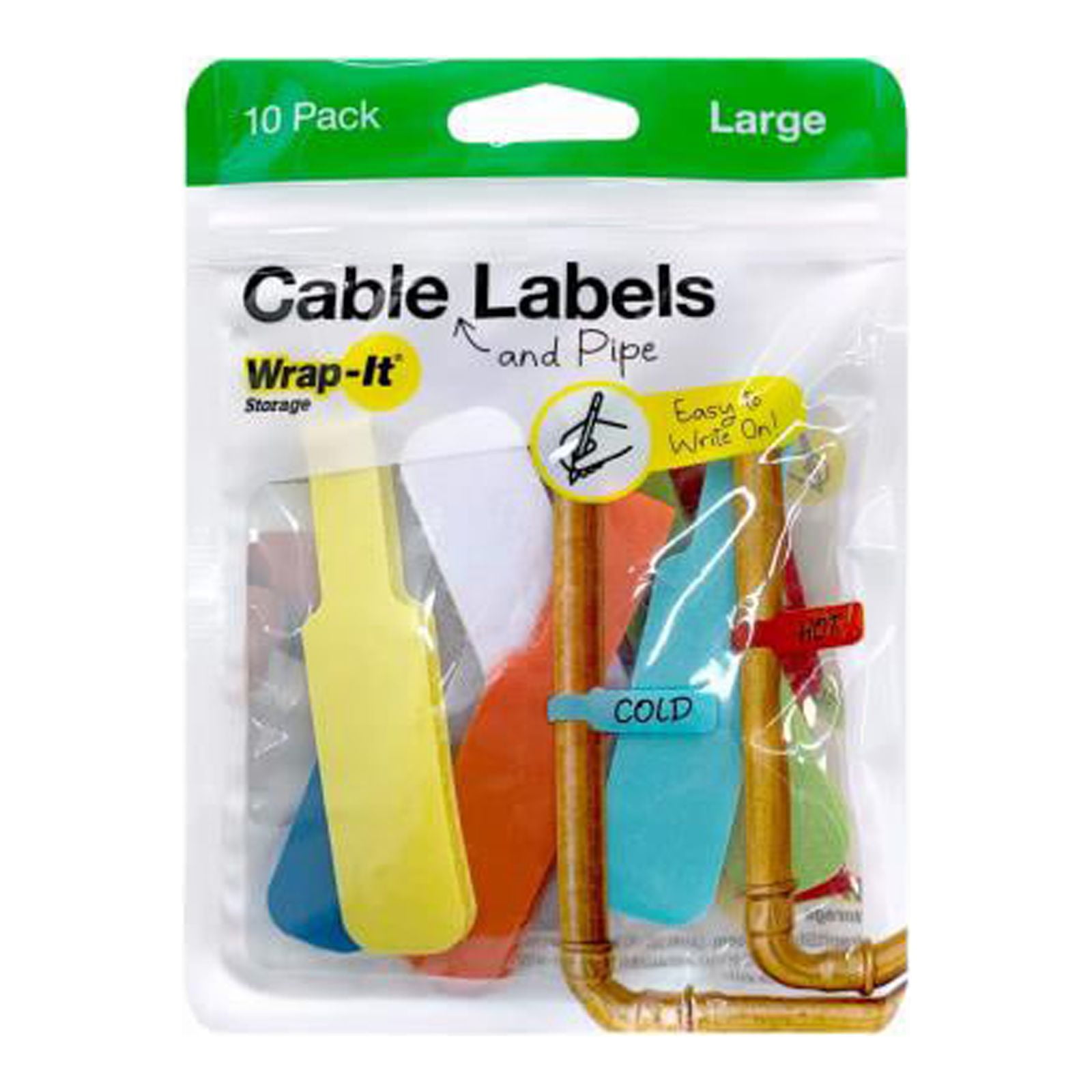 Wrap-It Storage 410-CL-LG-MC Cable Labels Cord & Pipe Identifiers ...