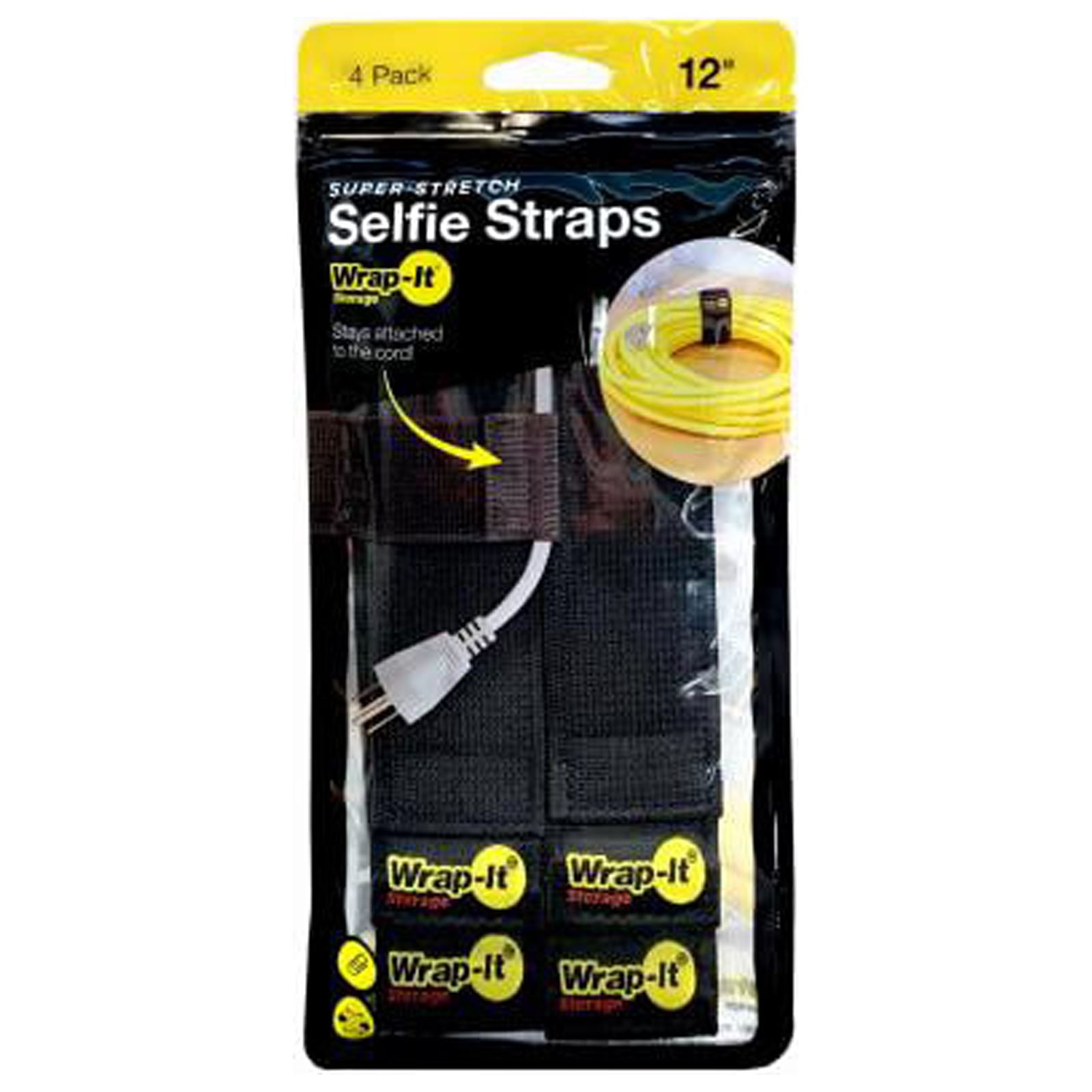 Wrap-It Storage 704-SE-12B Elastic Selfie Cord Straps, 12 In., 4-Pk ...