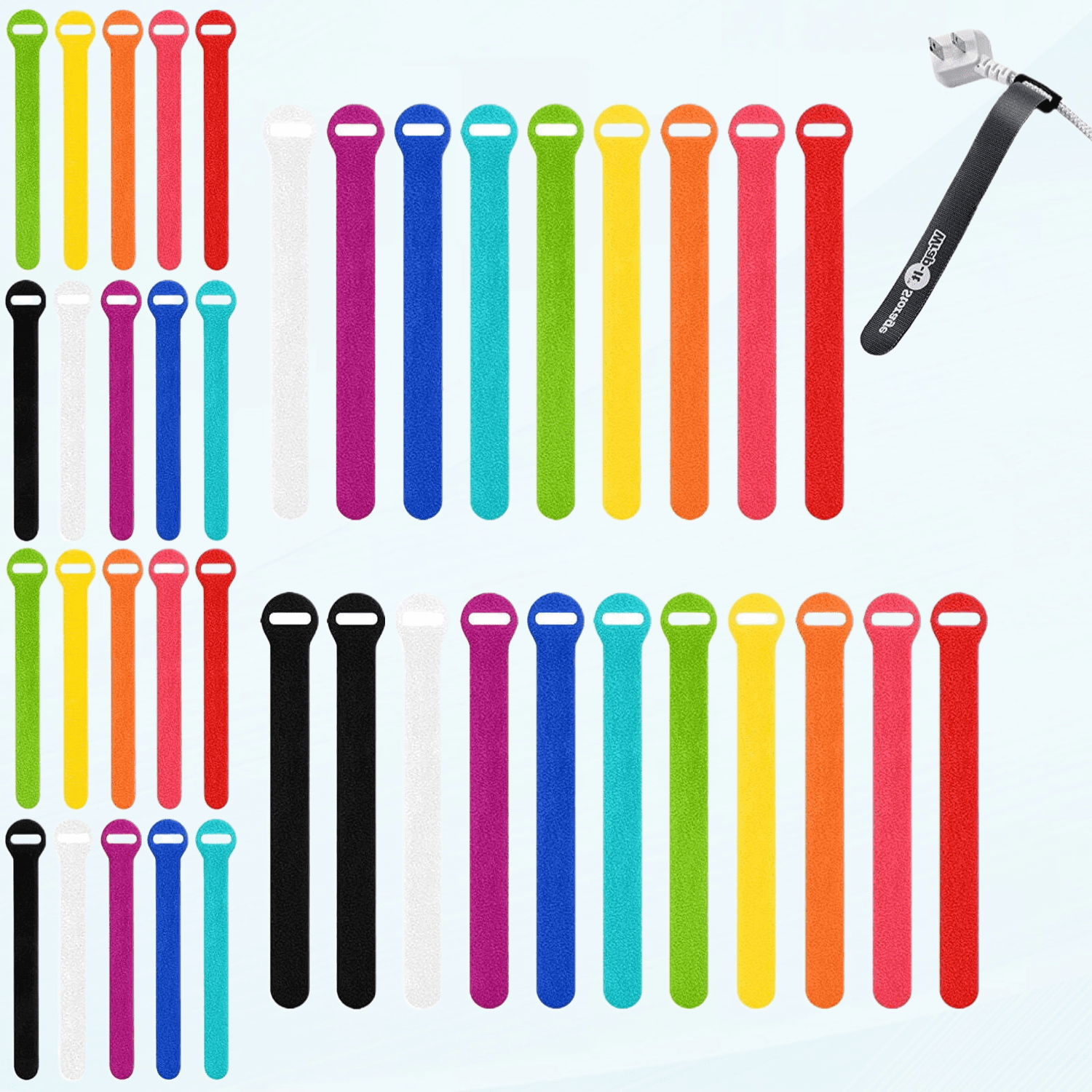 Wrap-It Storage Self-Gripping Storage Straps, Multi-Color, 40 Pack (20 ...