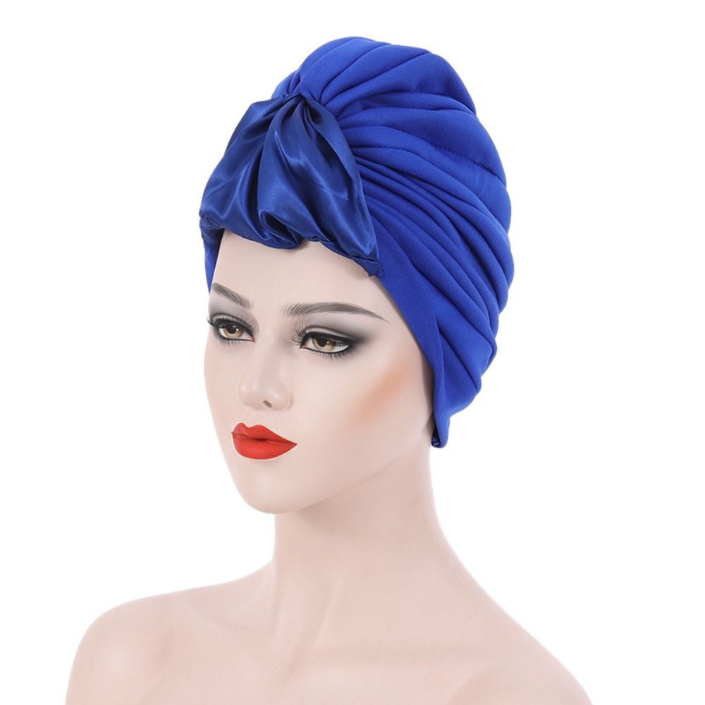 Wrap Turbante Headties Satin Loop Pleated Turban Women Chemo Cap Bonnet Hat Headscarf Muslim ...
