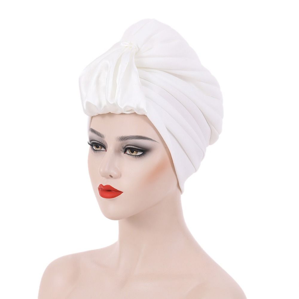 Wrap Turbante Headties Satin Loop Pleated Turban Women Chemo Cap Bonnet ...