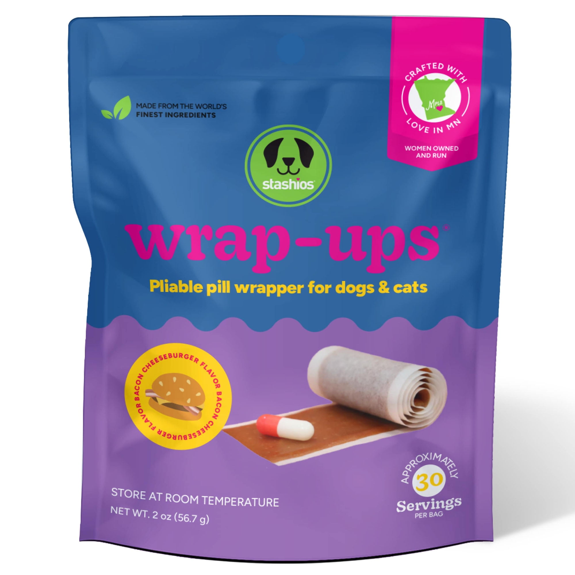 Wrap-Ups: Bacon Cheeseburger Pill Wrapper for Dogs & Cats, 30 Servings ...