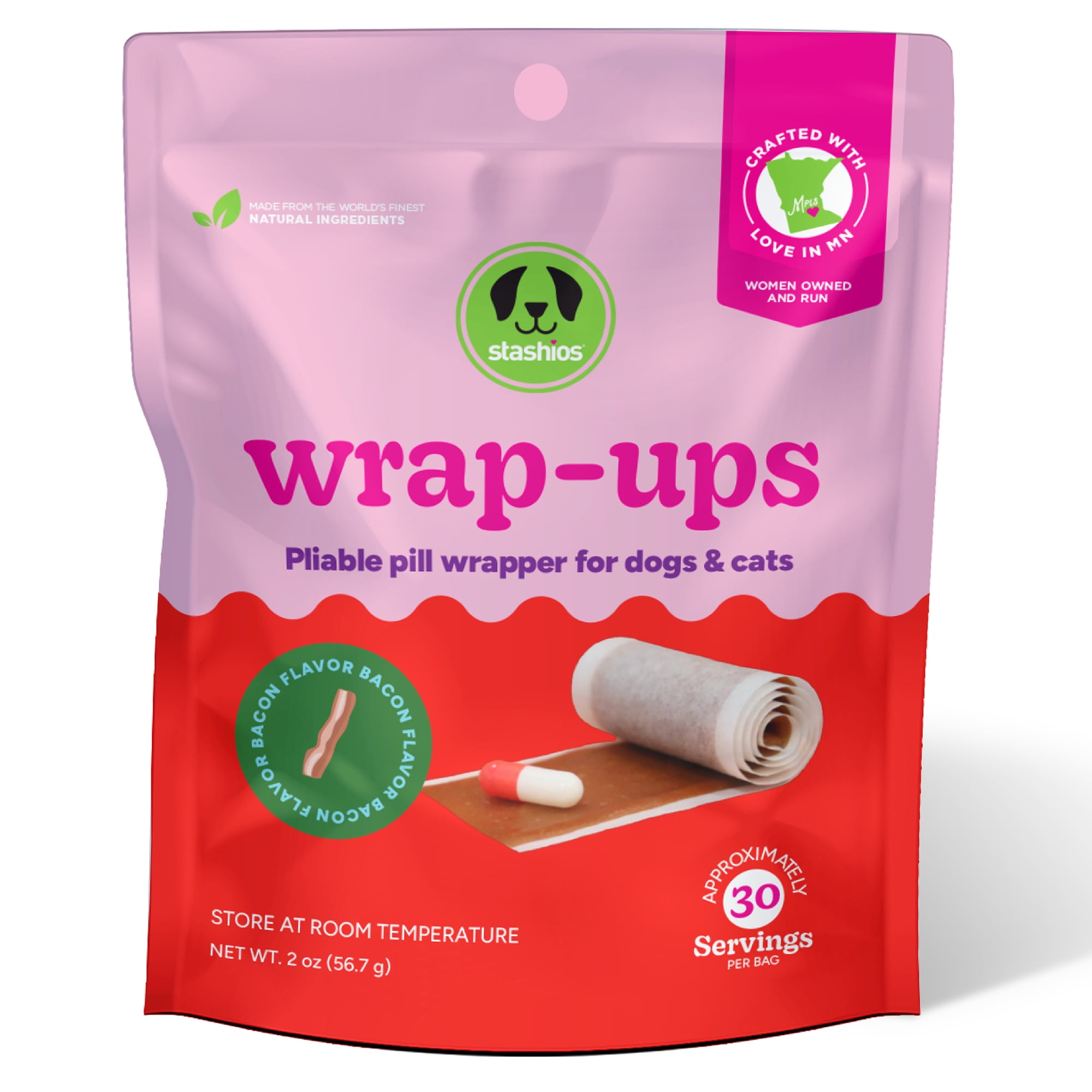 Wrap-Ups: Bacon Pill Wrapper for Dogs & Cats, 30 Servings - Walmart.com