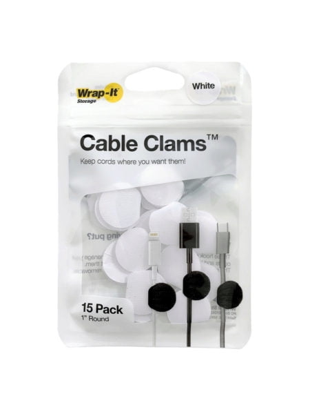 Wrap-it storage 15 pack 1" cable clams velcro cable organize (Available ...