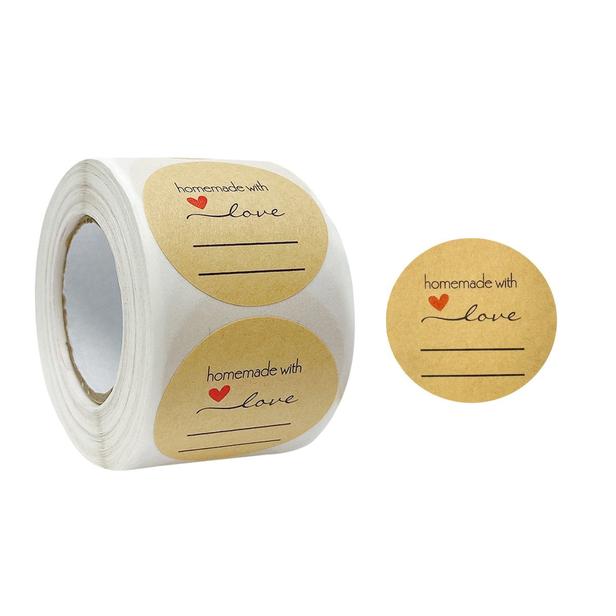 Wrapables 1.5 inch Homemade With Love Stickers Roll, Sealing Stickers ...