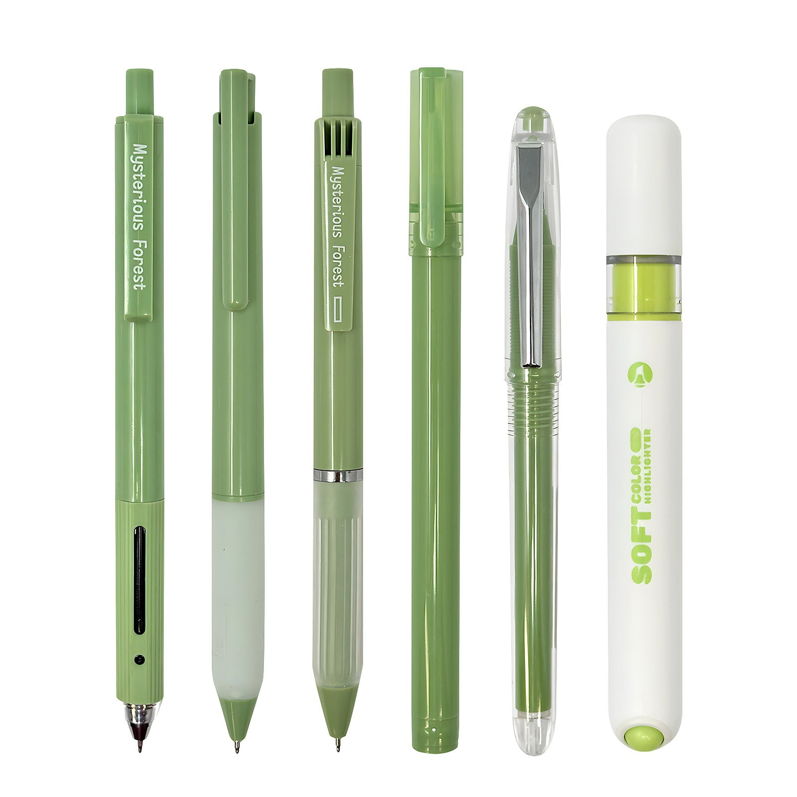 Wrapables 5 Gel Pens + 1 Highlighter Writing Set, 0.5mm Black Ink Pens ...