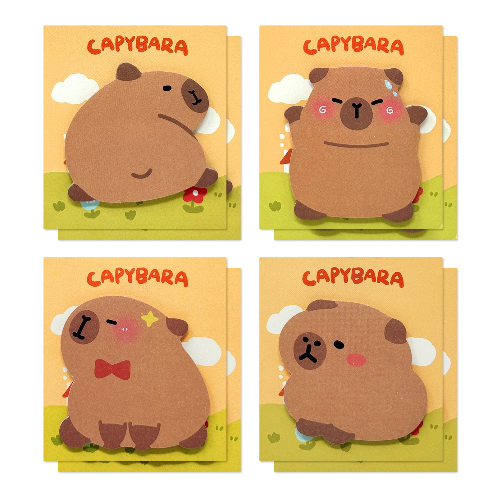 Wrapables Cute Capybara Sticky Notes, Adhesive Kawaii Animal Memo ...