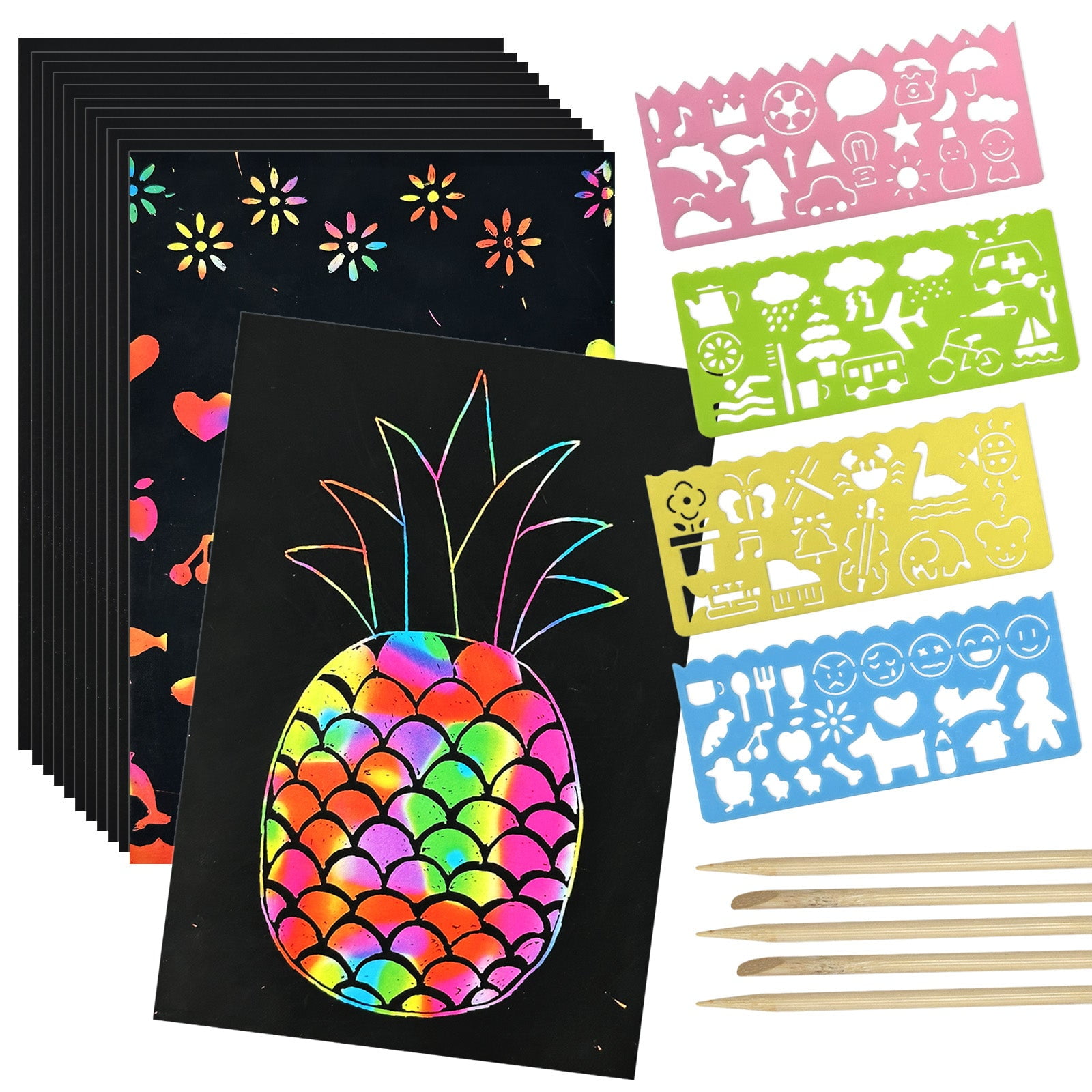 Wrapables DIY Rainbow Magic Scratch Arts Set, 50 Sheet Scratch Art ...