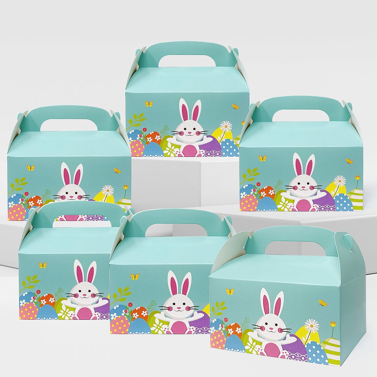 Wrapables Easter Gift Baskets & Treat Boxes, Set of 6, Bunny & Easter ...