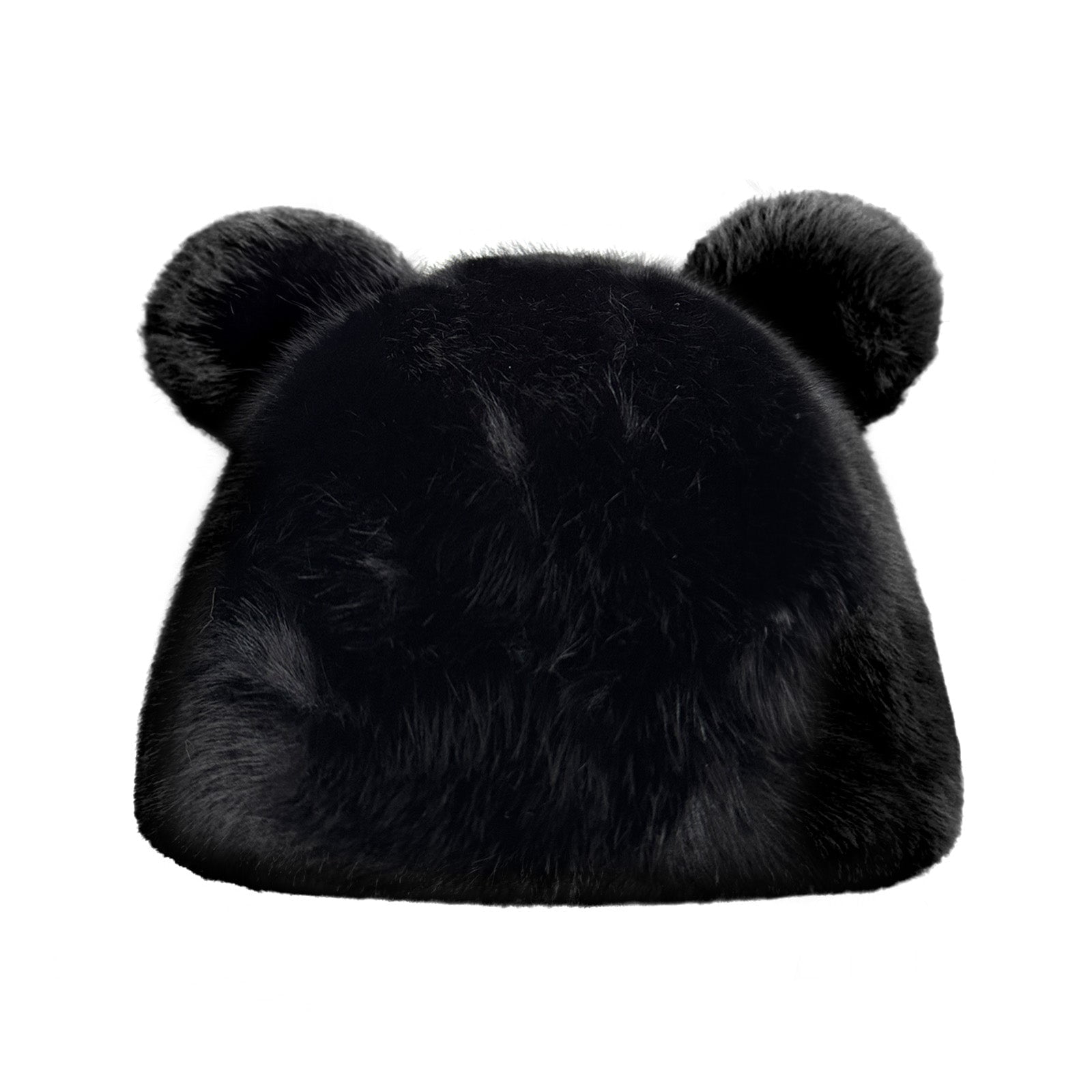 Wrapables Faux Fur Fluffy Bear Ears Winter Beanie Hat, Black - Walmart.com