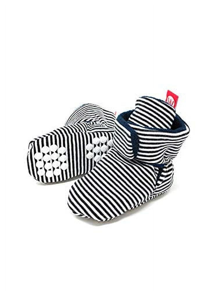 Wrapables® Fleece Baby Booties with Anti-Skid Bottoms, Black Stripes, 6 ...
