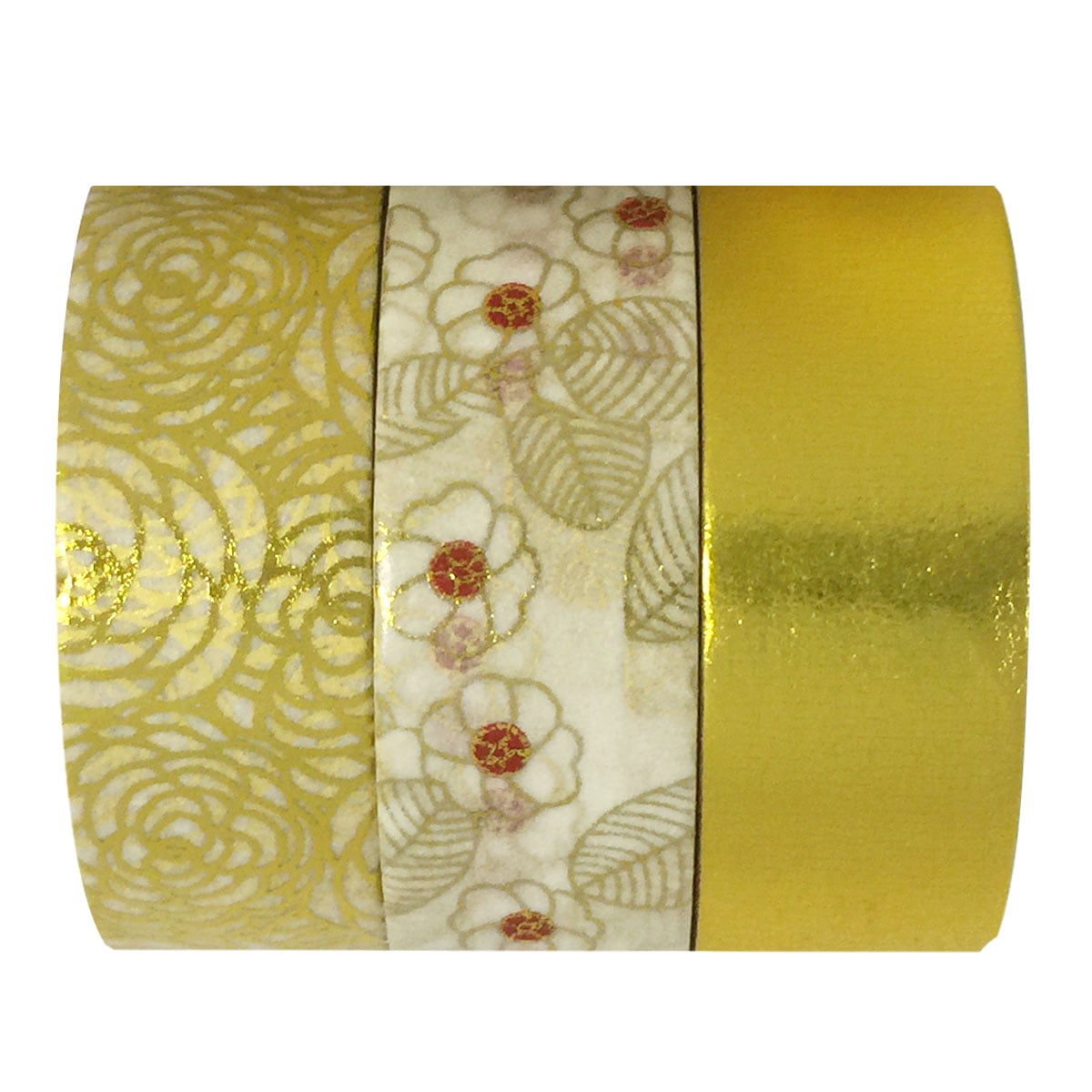 Wrapables® Floral Gold Metallic Foil Washi Masking Tape (set of 3), 10M ...