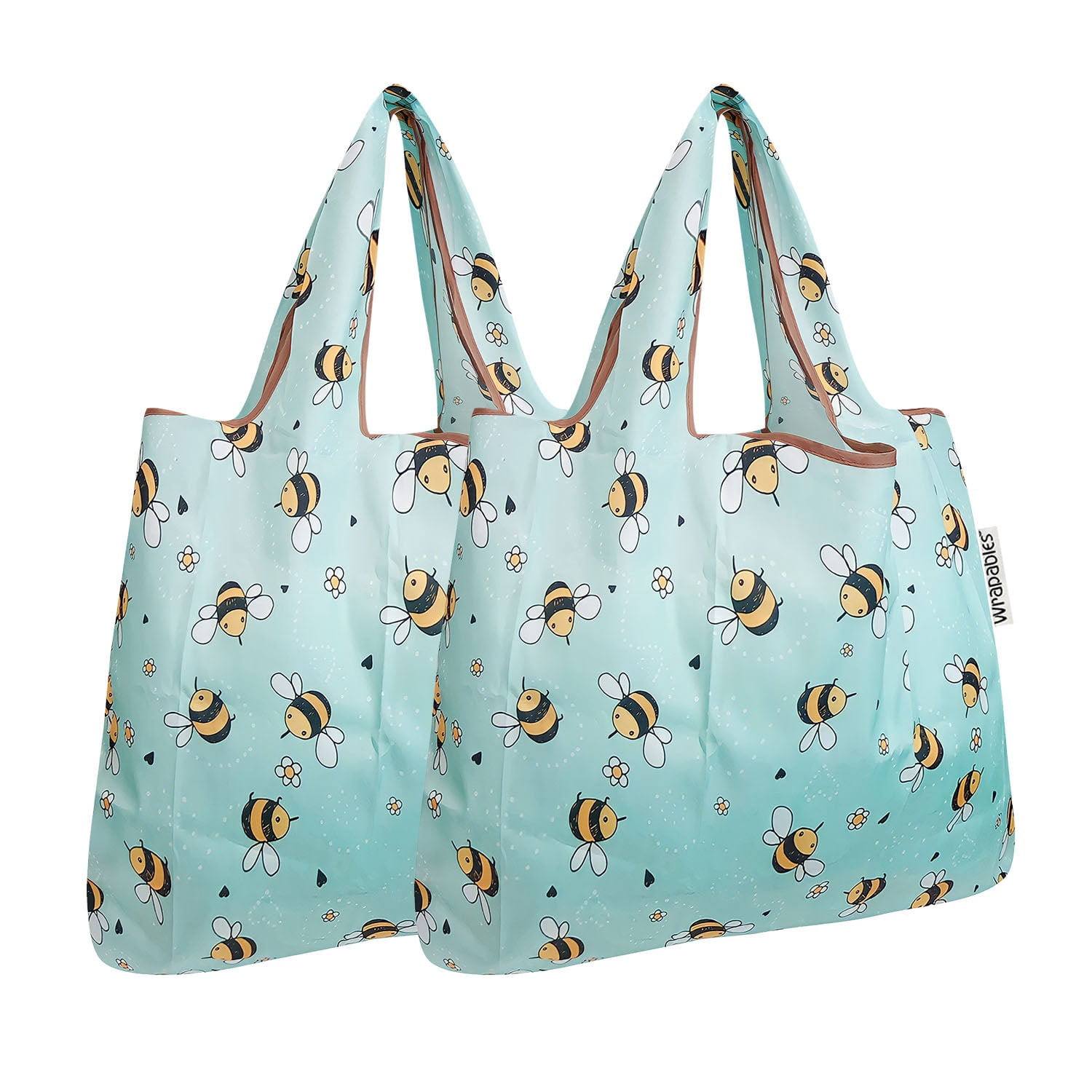 Wrapables Foldable Tote Nylon Reusable Grocery Bag (Set of 2), Bumble ...