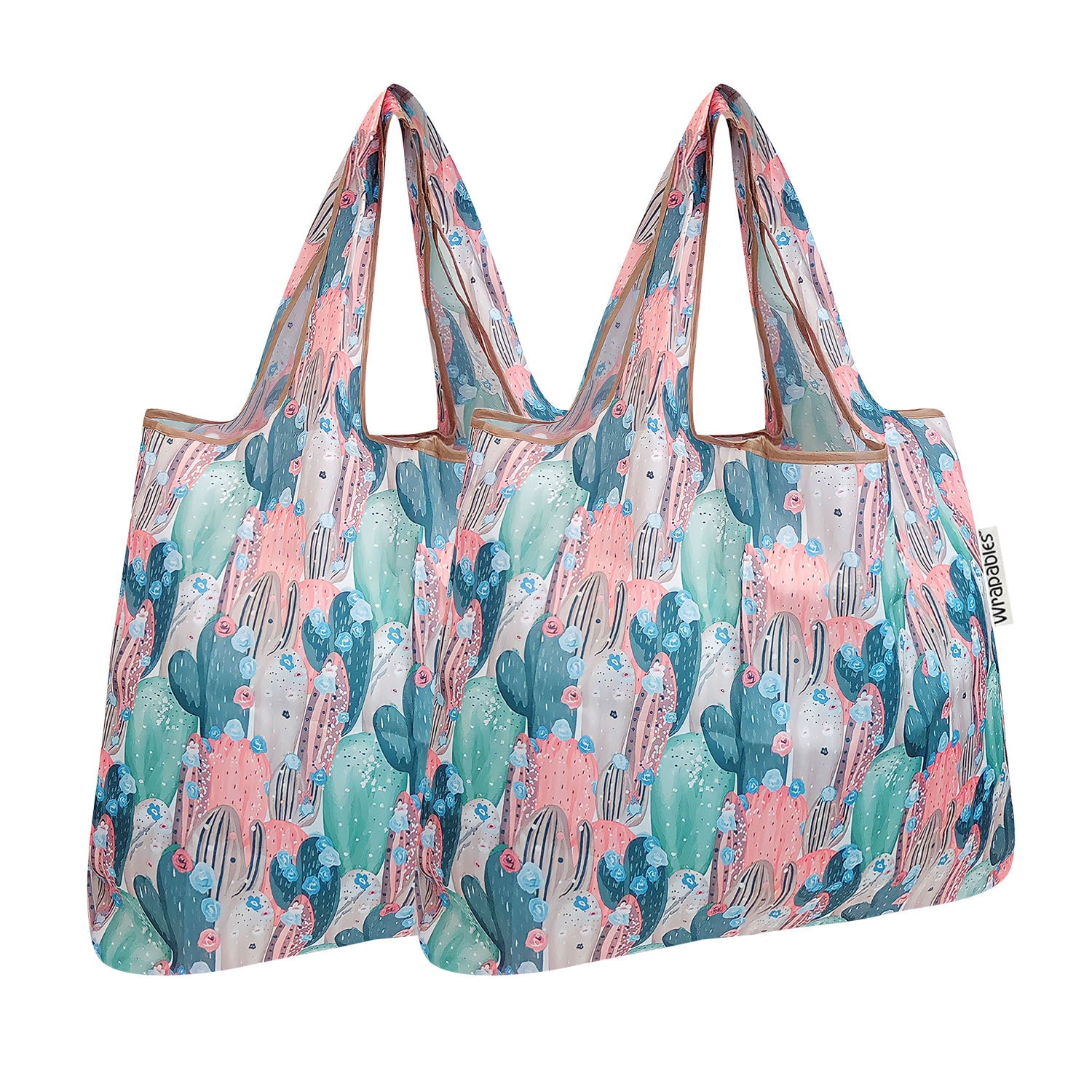 Wrapables Foldable Tote Nylon Reusable Grocery Bag (Set of 2), Colorful ...