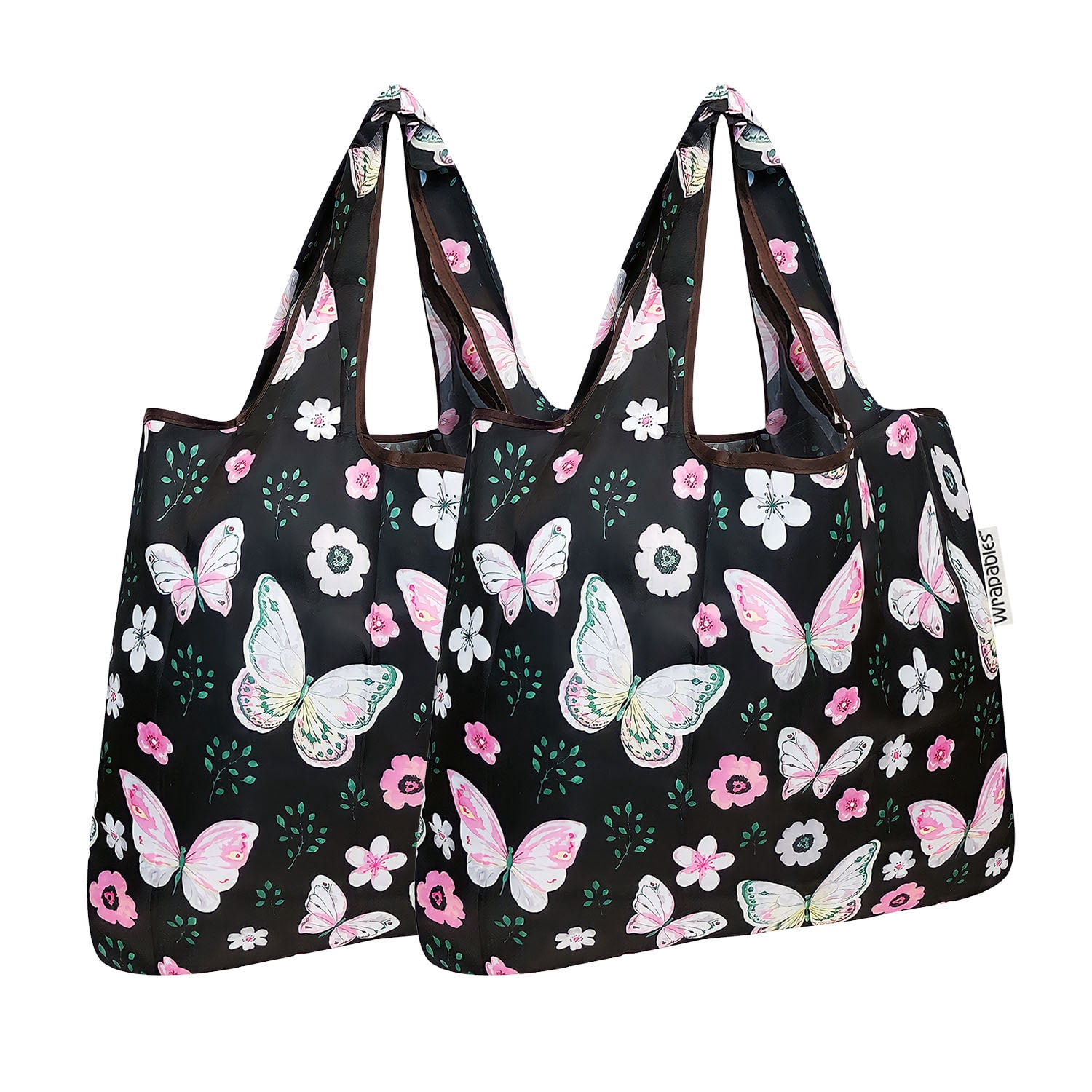 Wrapables Foldable Tote Nylon Reusable Grocery Bag (Set of 2), Midnight ...