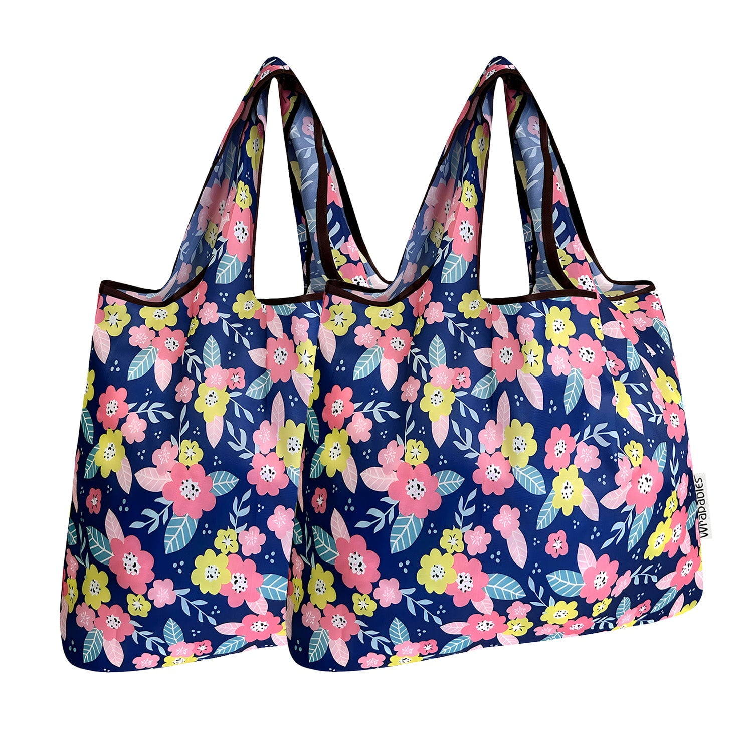 Wrapables Foldable Tote Nylon Reusable Grocery Bag (Set of 2), Pink ...