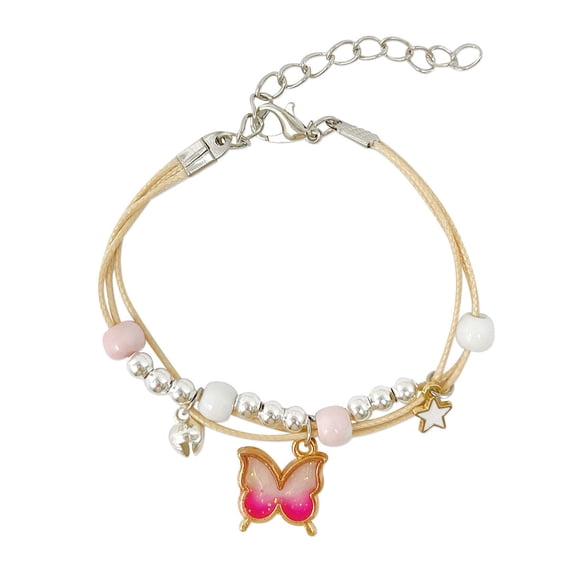 Wrapables Friendship Beaded Enamel Charm Bracelet, Pink Butterfly ...