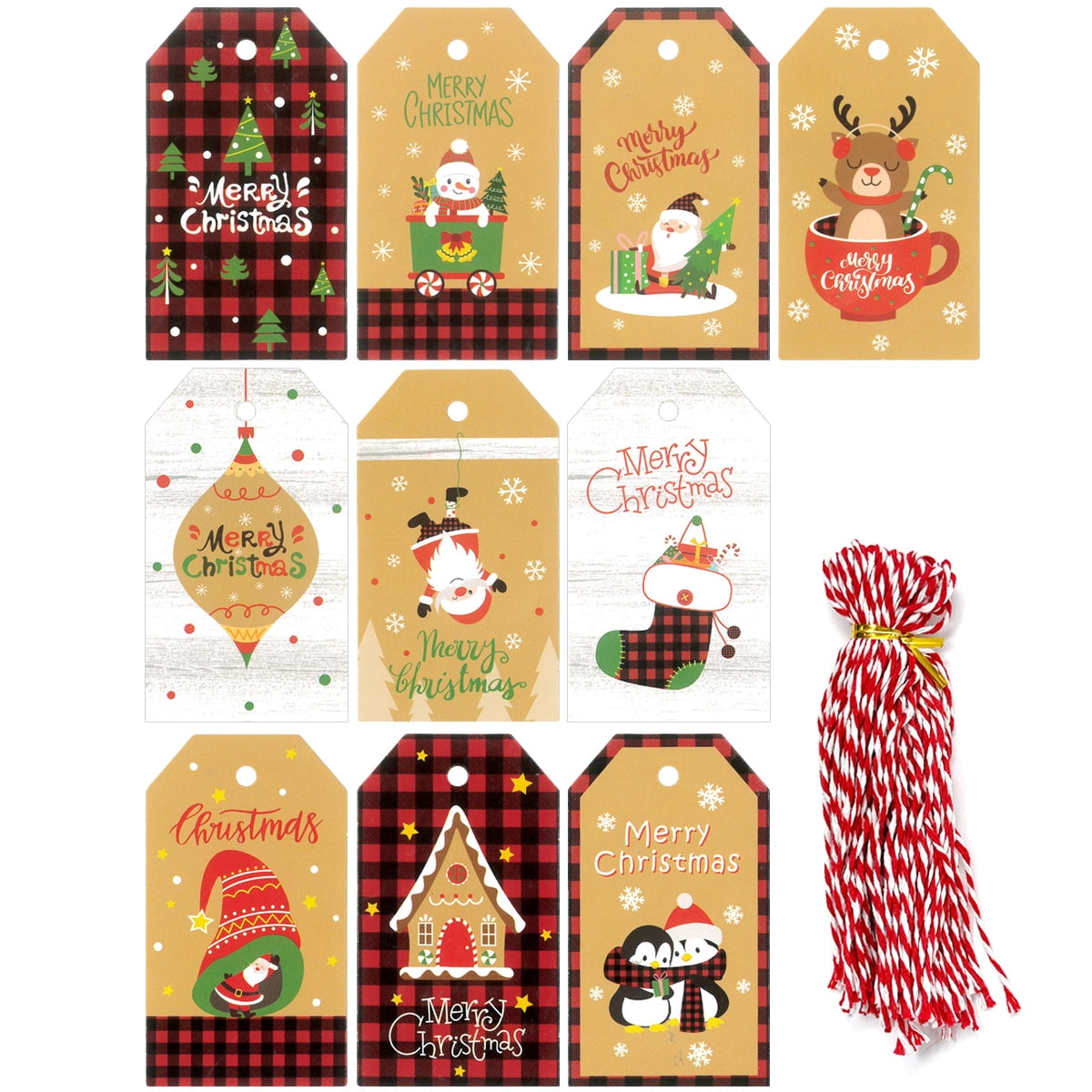 Wrapables Fun & Festive Christmas Holiday Gift Tags/Kraft Paper Hang ...